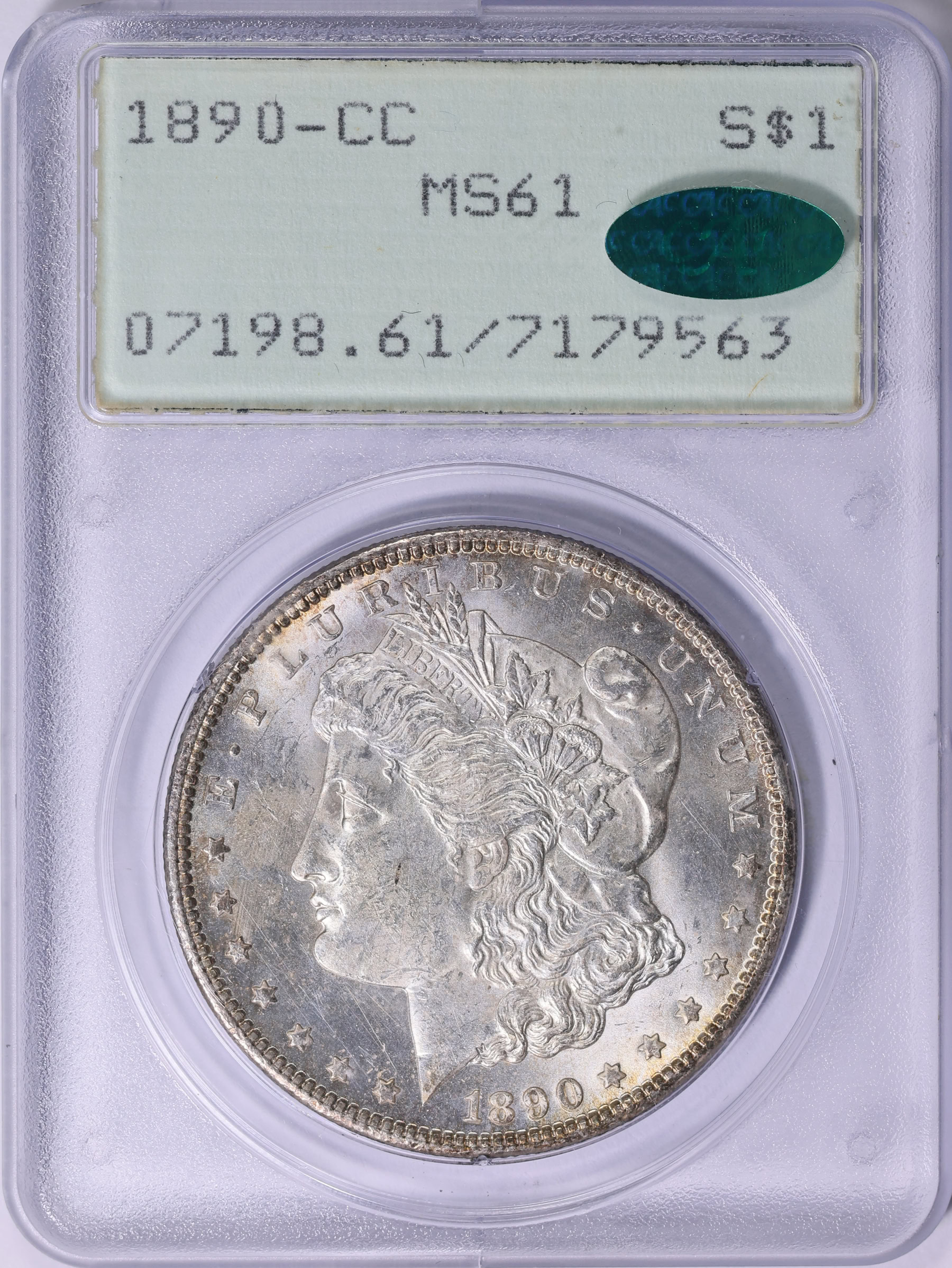1890-CC Morgan Silver Dollar PCGS MS-61 (CAC Green) OGH (1st Gen) (Item 1828538 ...