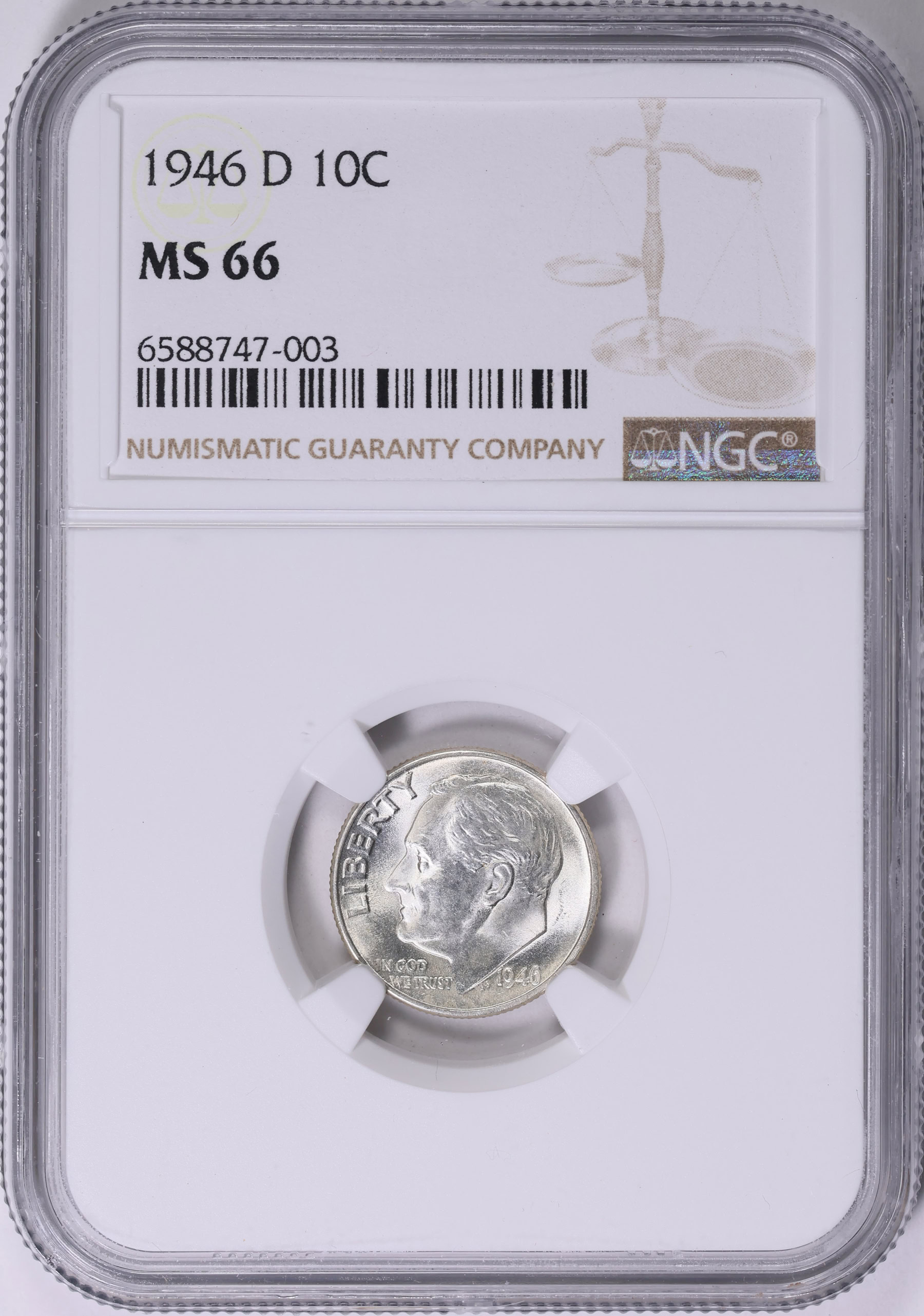 1946-D Roosevelt Dime NGC MS-66 (Item 1828805) | GreatCollections Coin ...