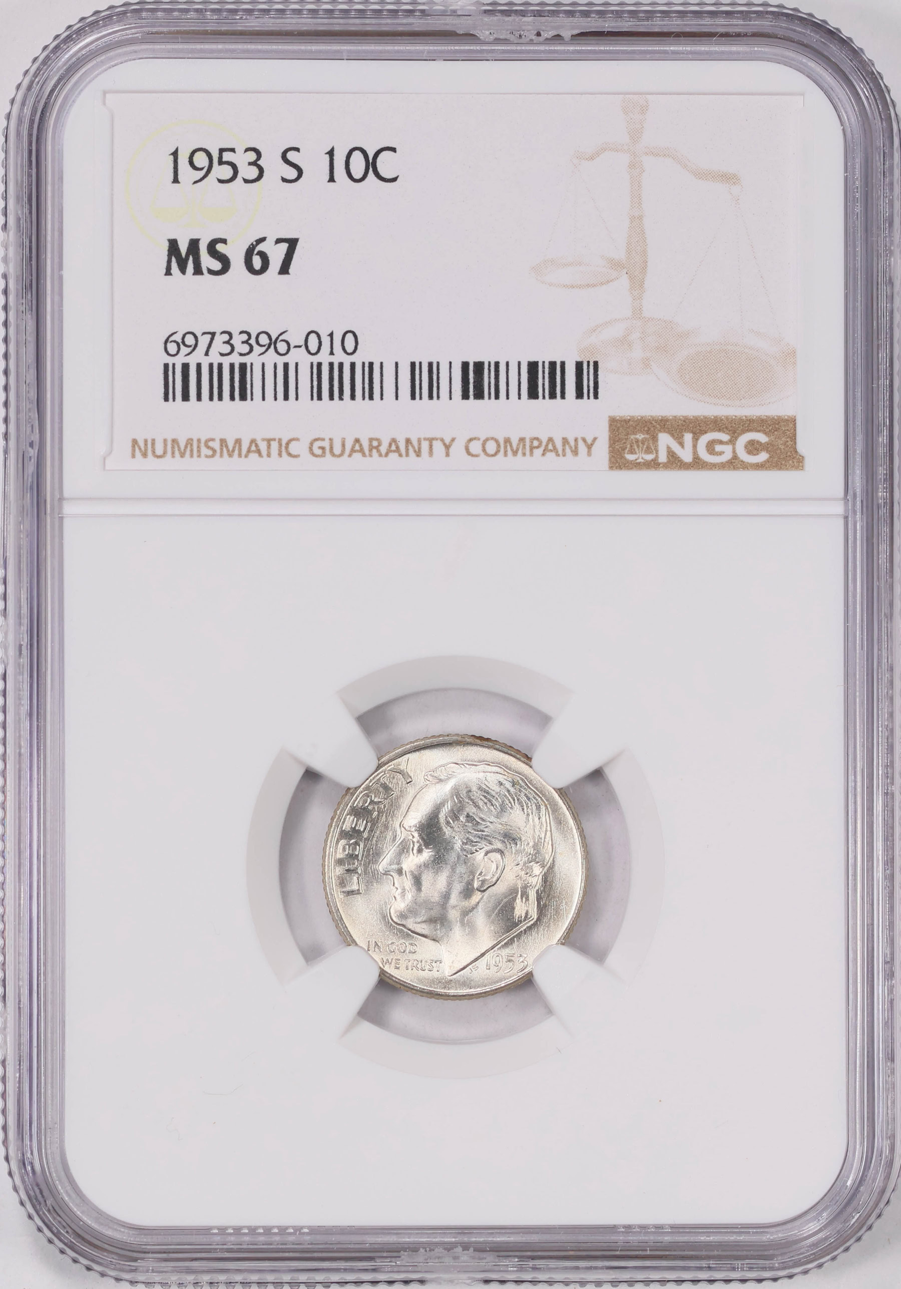 1953-S Roosevelt Dime NGC MS-67 (Item 1828843) | GreatCollections Coin ...