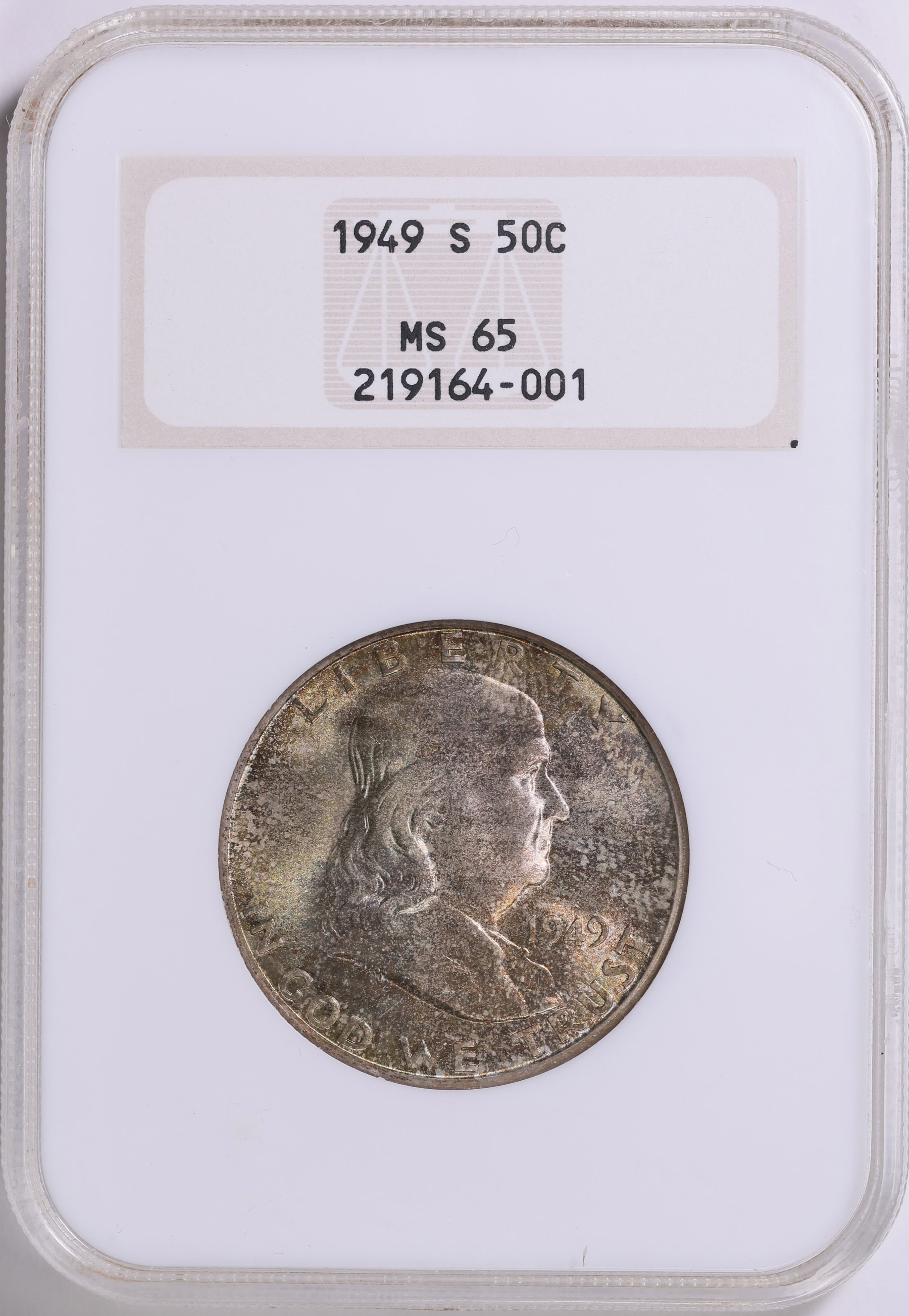 1949-S Franklin Half Dollar NGC MS-65 OH (Toned) (Item 1828870) | GreatCollections Coin Auctions