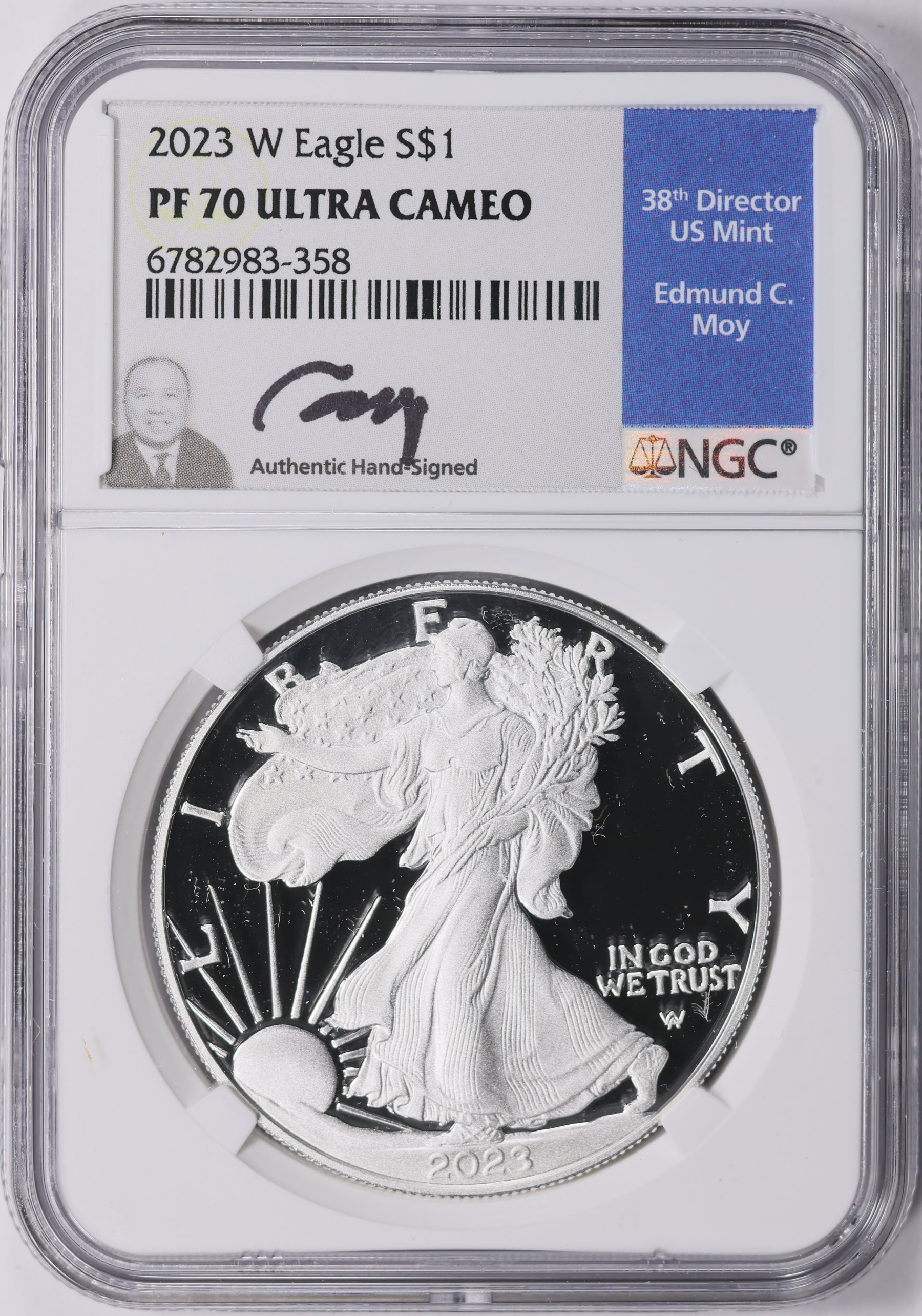 2023-W $1 Silver Eagle NGC Proof-70 UC (Moy Signed Label) (Item 1828876 ...