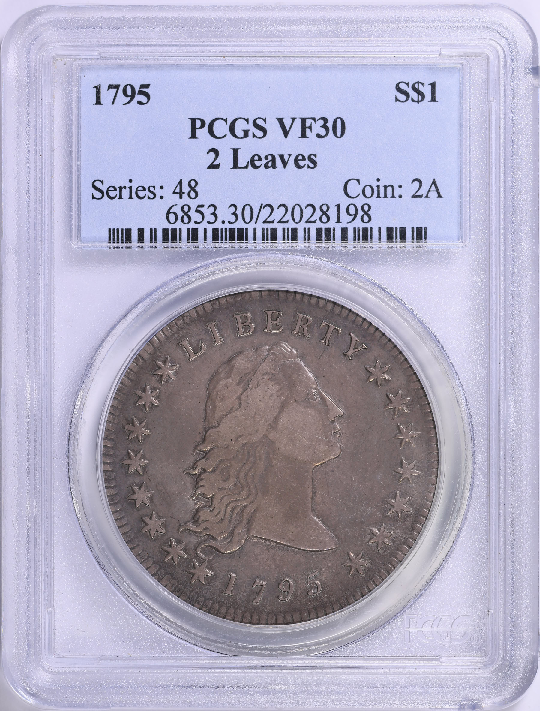 1795 Flowing Hair Silver Dollar 2 Leaves PCGS VF-30 (Item 1829003) | GreatCollections Coin Auctions