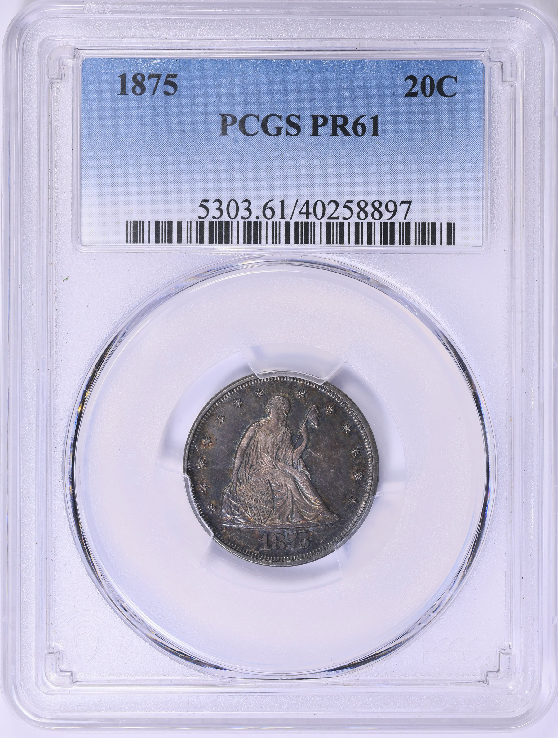 1875 Twenty-Cent Piece PCGS Proof-61 (Toned) (Item 1829007) | GreatCollections Coin Auctions