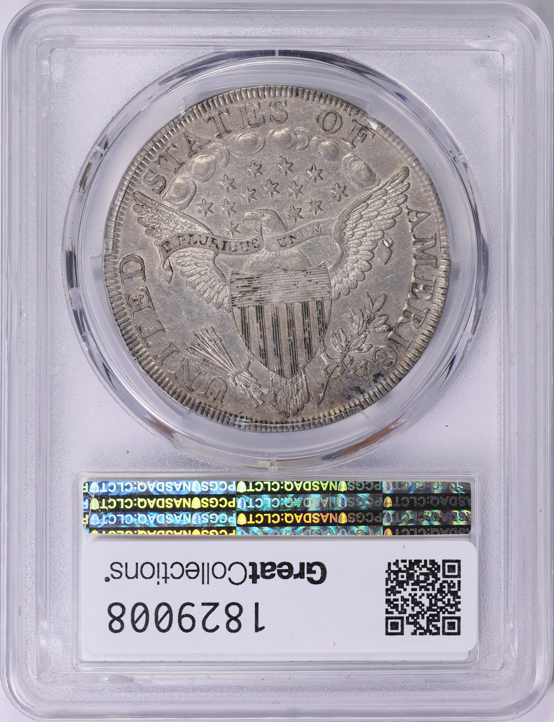 1798 Draped Bust Silver Dollar Large Eagle PCGS AU-53 (Toned) (Item 1829008) | GreatCollections ...