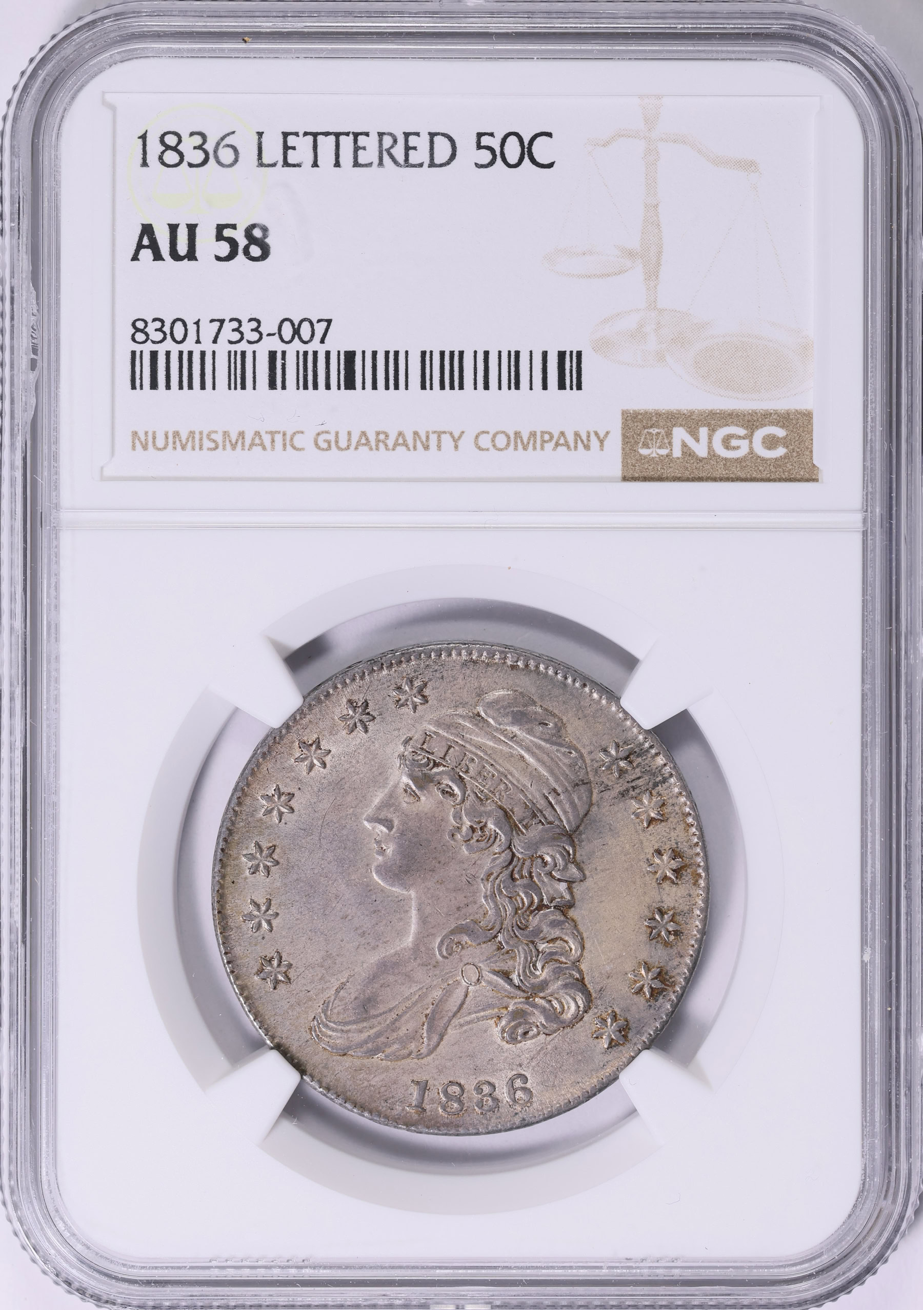 1836 Capped Bust Half Dollar Lettered Edge NGC AU-58 (Item 1829017 ...