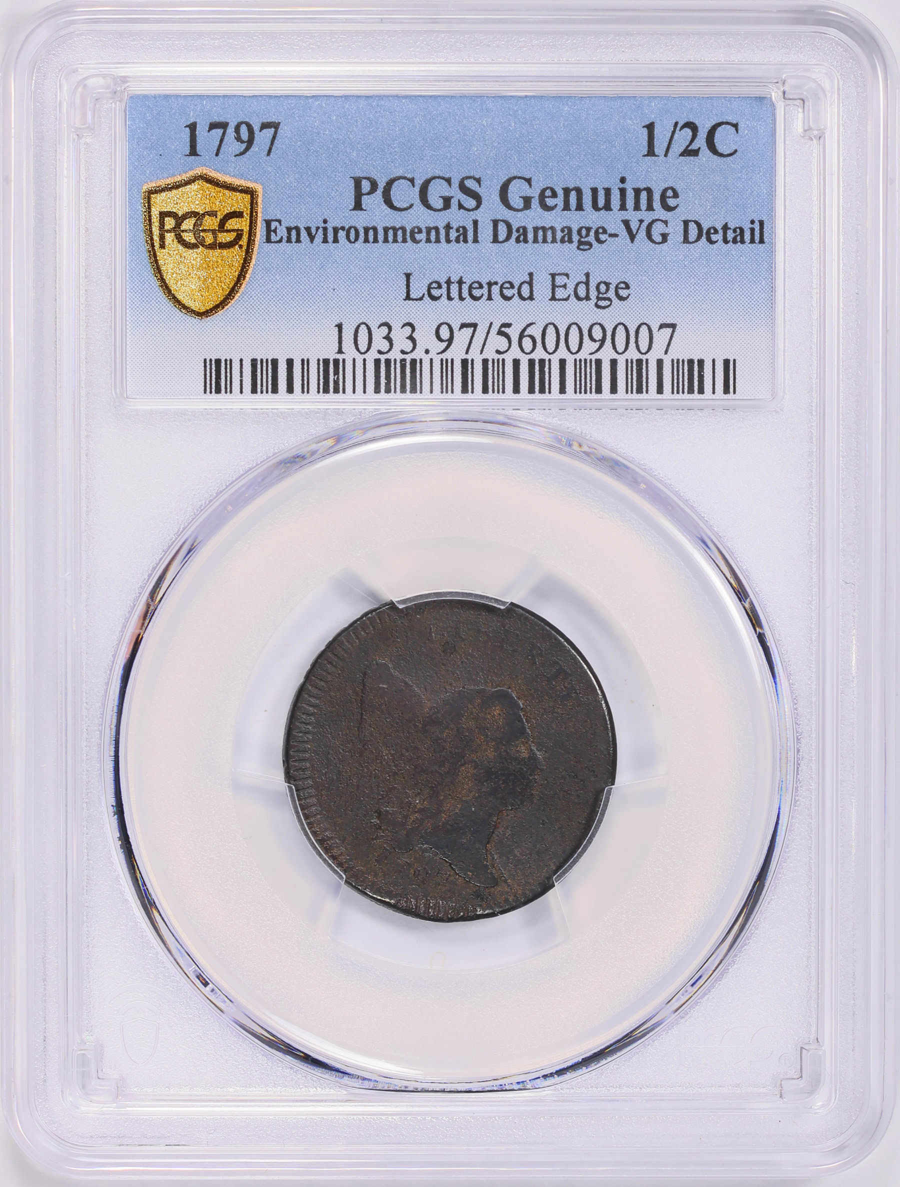 1797 Liberty Cap Half Cent Lettered Edge PCGS Genuine VG Details (Item ...
