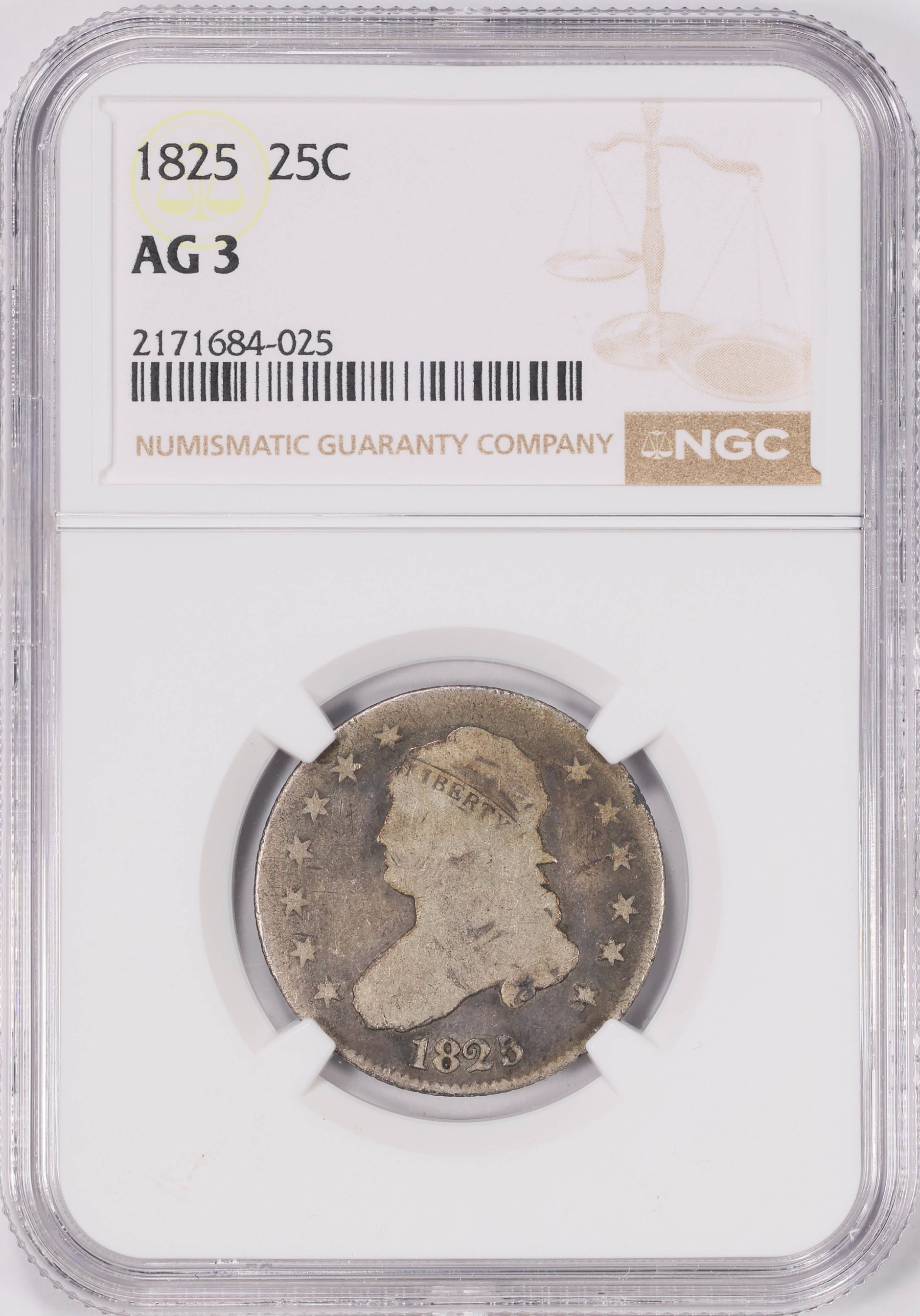 1825 Capped Bust Quarter NGC AG-03 | NGC Cert #2171684-025 | GreatCollections Coin Auctions Item ...