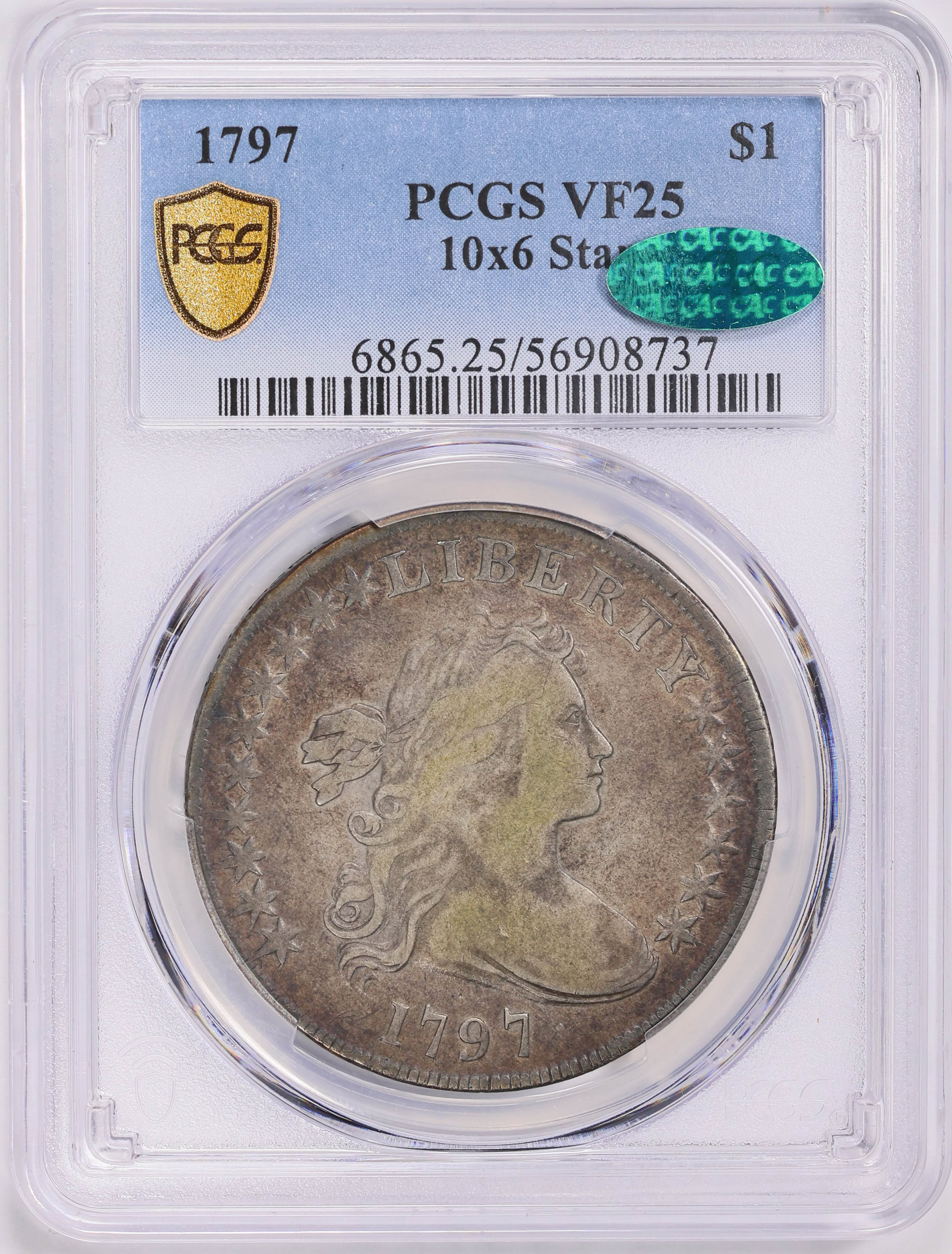 1797 Draped Bust Silver Dollar 10x6 Stars PCGS VF-25 (CAC Green) (Item 1829159 ...