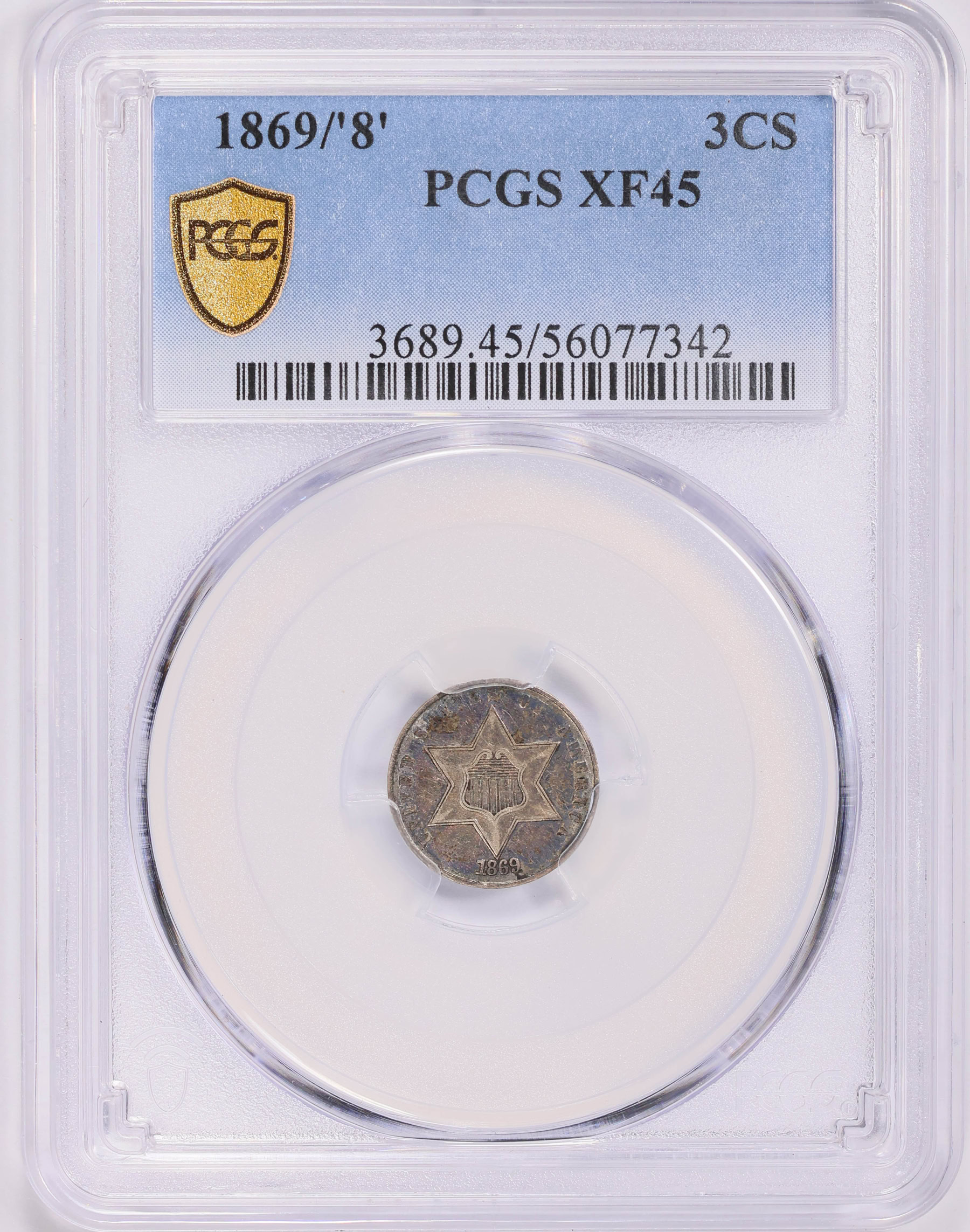 1869/'8' Silver Three-Cent Piece PCGS XF-45 (Item 1829168 ...