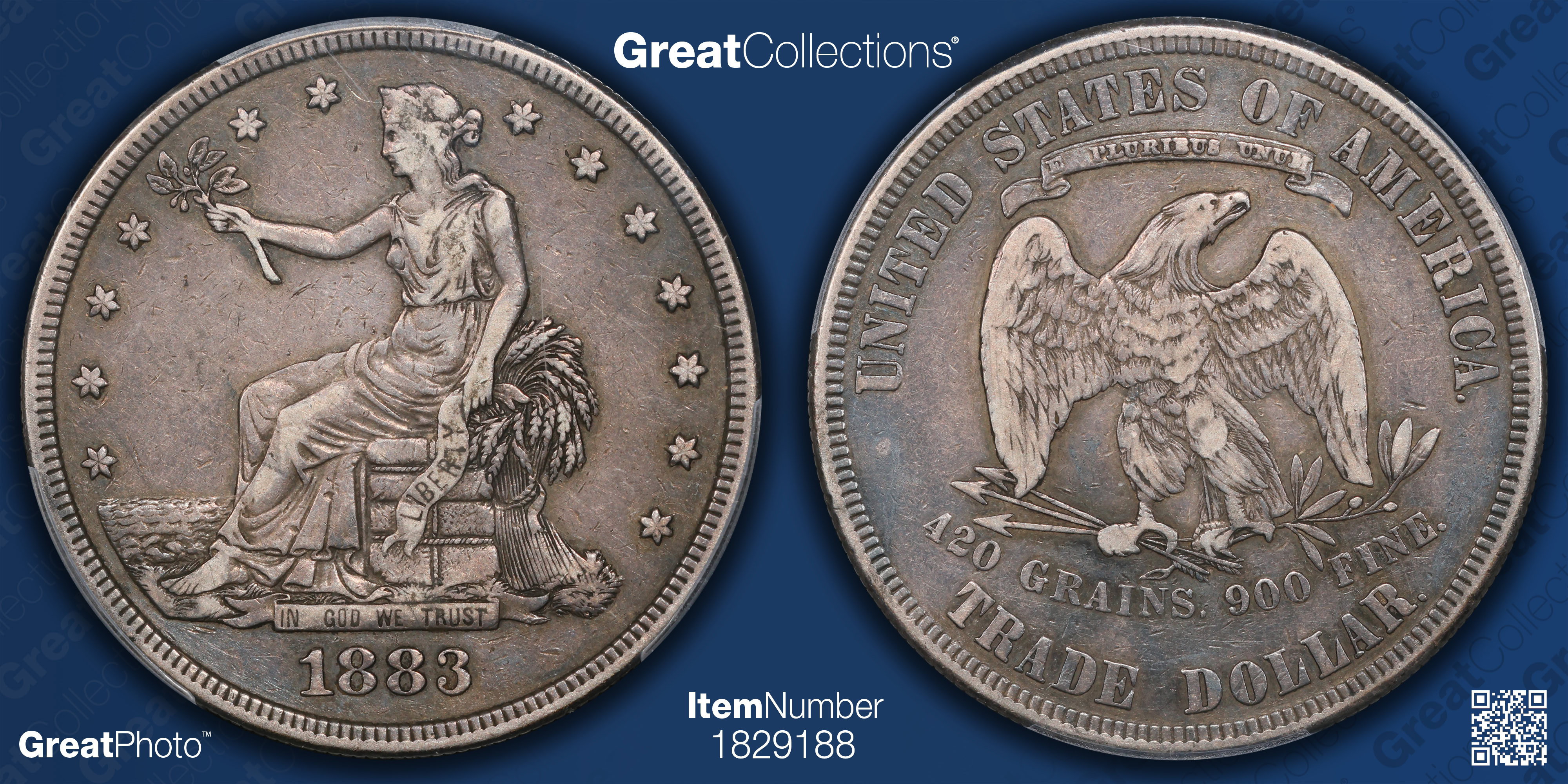 1883 Trade Silver Dollar PCGS Proof-35 (CAC Green) (Item 1829188 ...