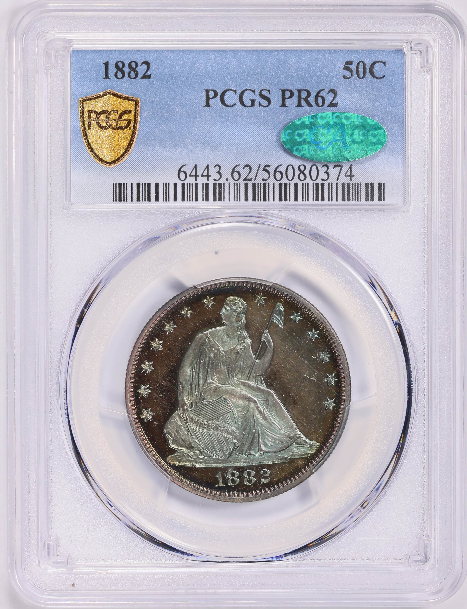 1882 Seated Liberty Half Dollar PCGS Proof-62 (CAC Green) (Item 1829189) | GreatCollections Coin ...