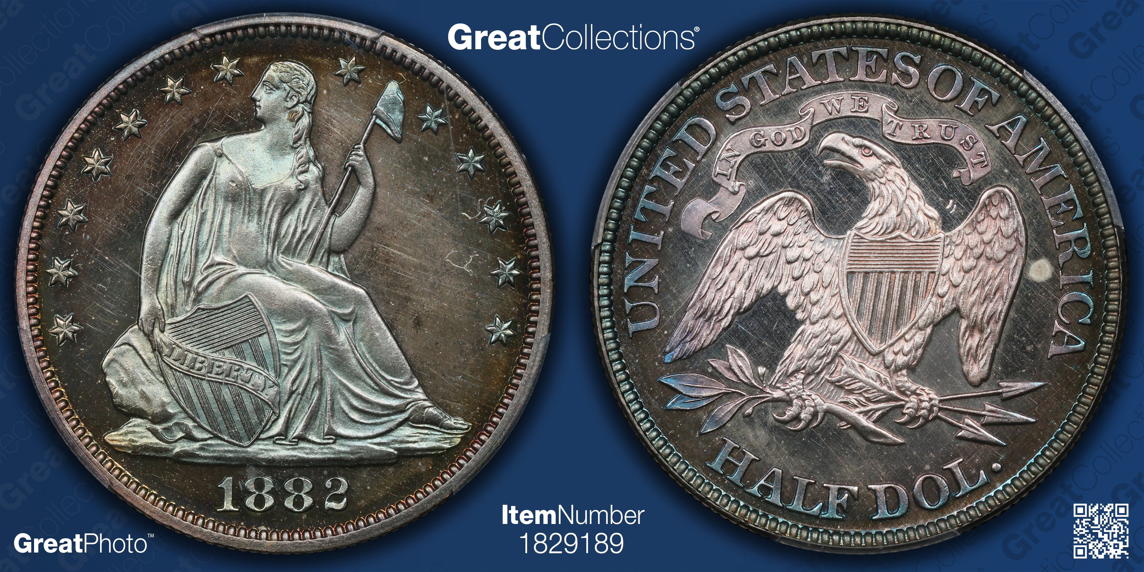 1882 Seated Liberty Half Dollar PCGS Proof-62 (CAC Green) (Item 1829189 ...