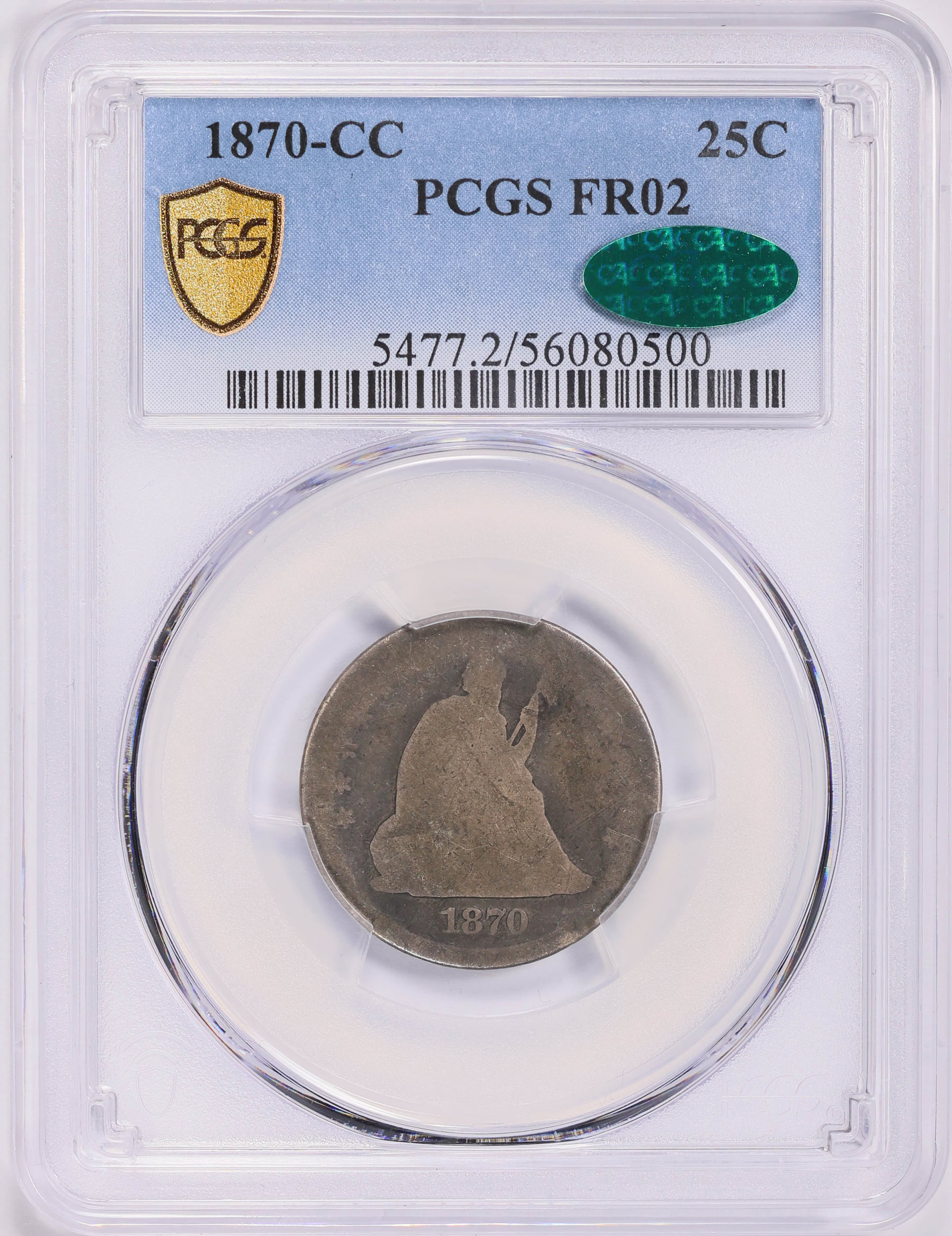 1870-CC Seated Liberty Quarter PCGS FR-02 (CAC Green) (Item 1829195) | GreatCollections Coin ...