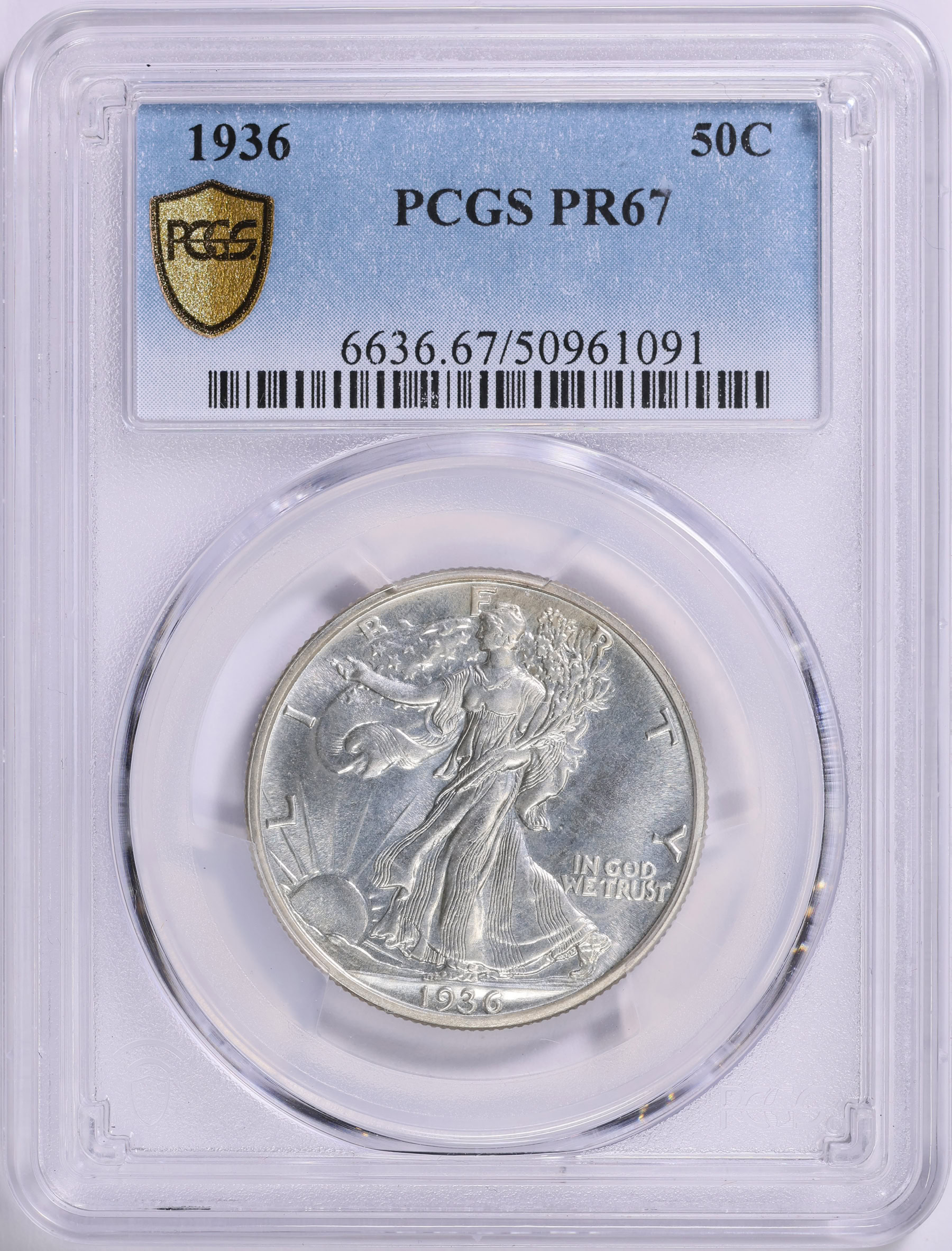 1936 Walking Liberty Half Dollar PCGS Proof-67 (Item 1829298) | GreatCollections Coin Auctions