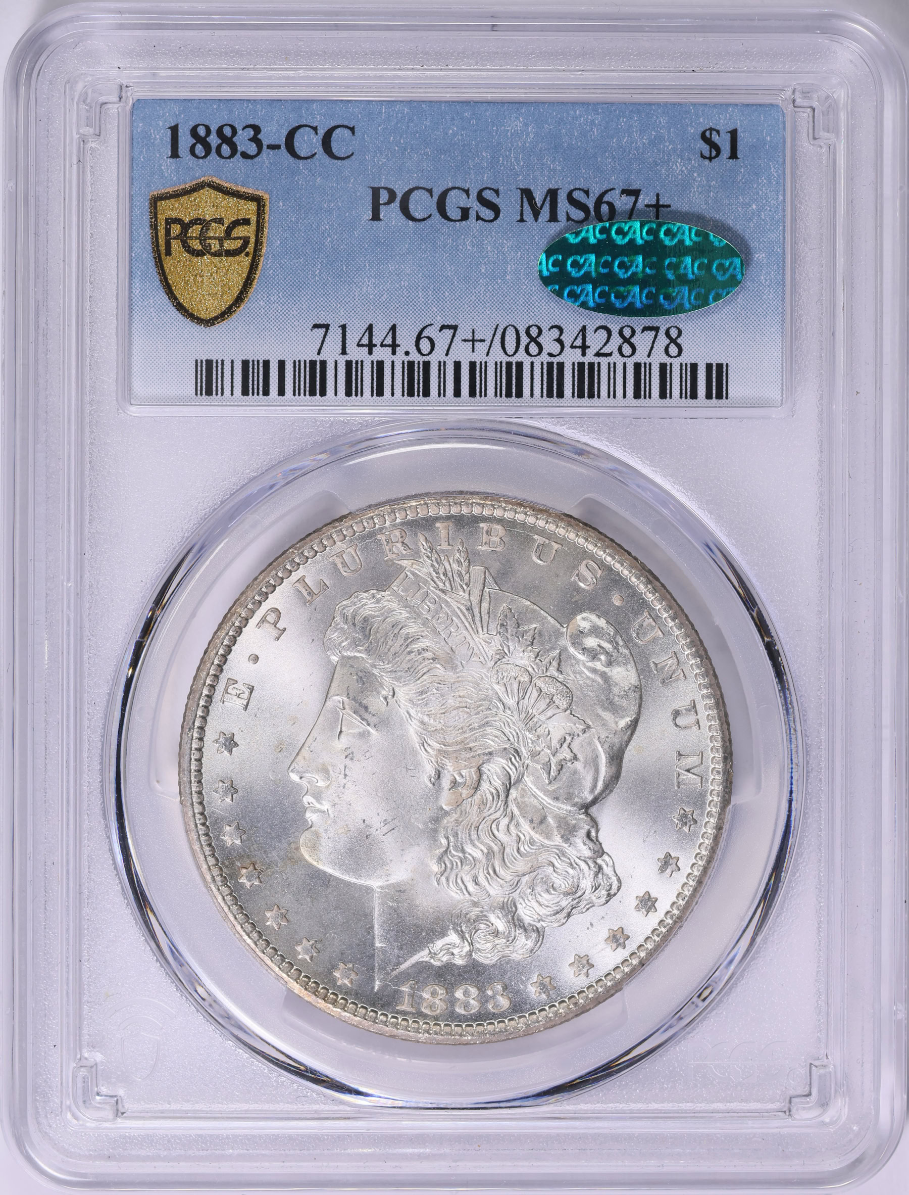 1883-CC Morgan Silver Dollar PCGS MS-67+ (CAC Green) (Item 1829299) | GreatCollections Coin Auctions