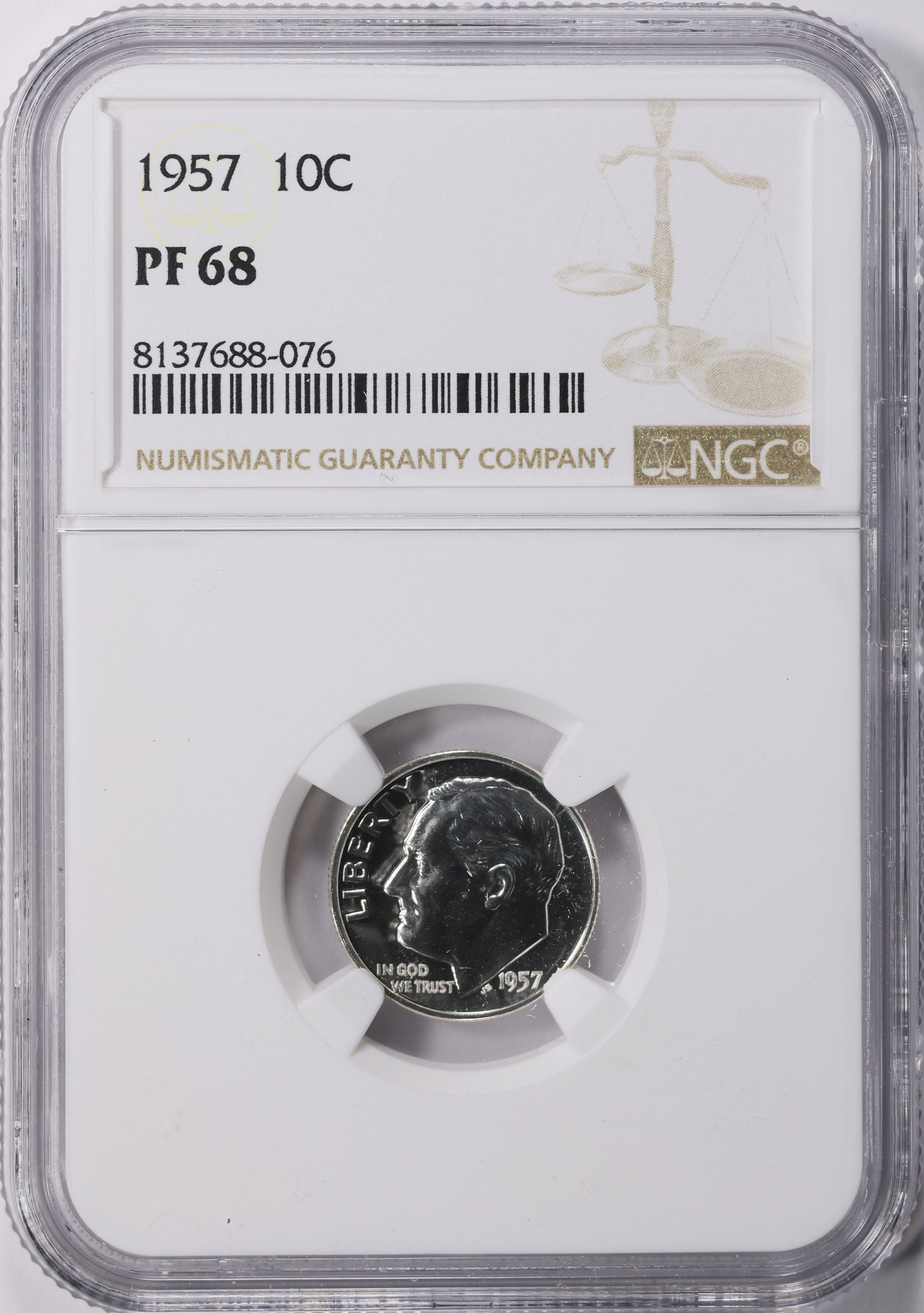 1957 Roosevelt Dime NGC Proof-68 (Item 1829454) | GreatCollections Coin ...