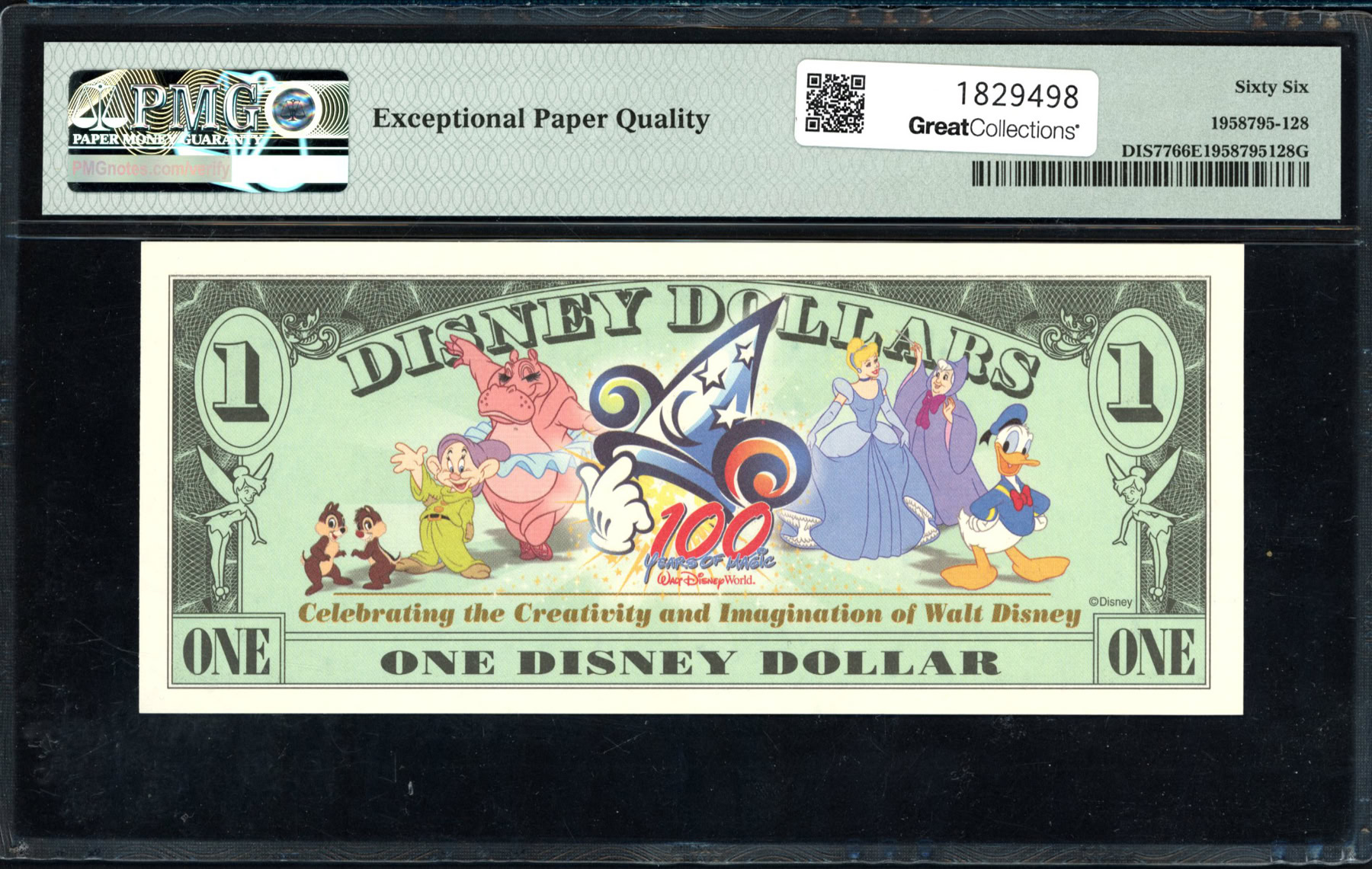 2002 Disneyland $1 Disney Dollar Note Steamboat Willie / 100 Years of ...