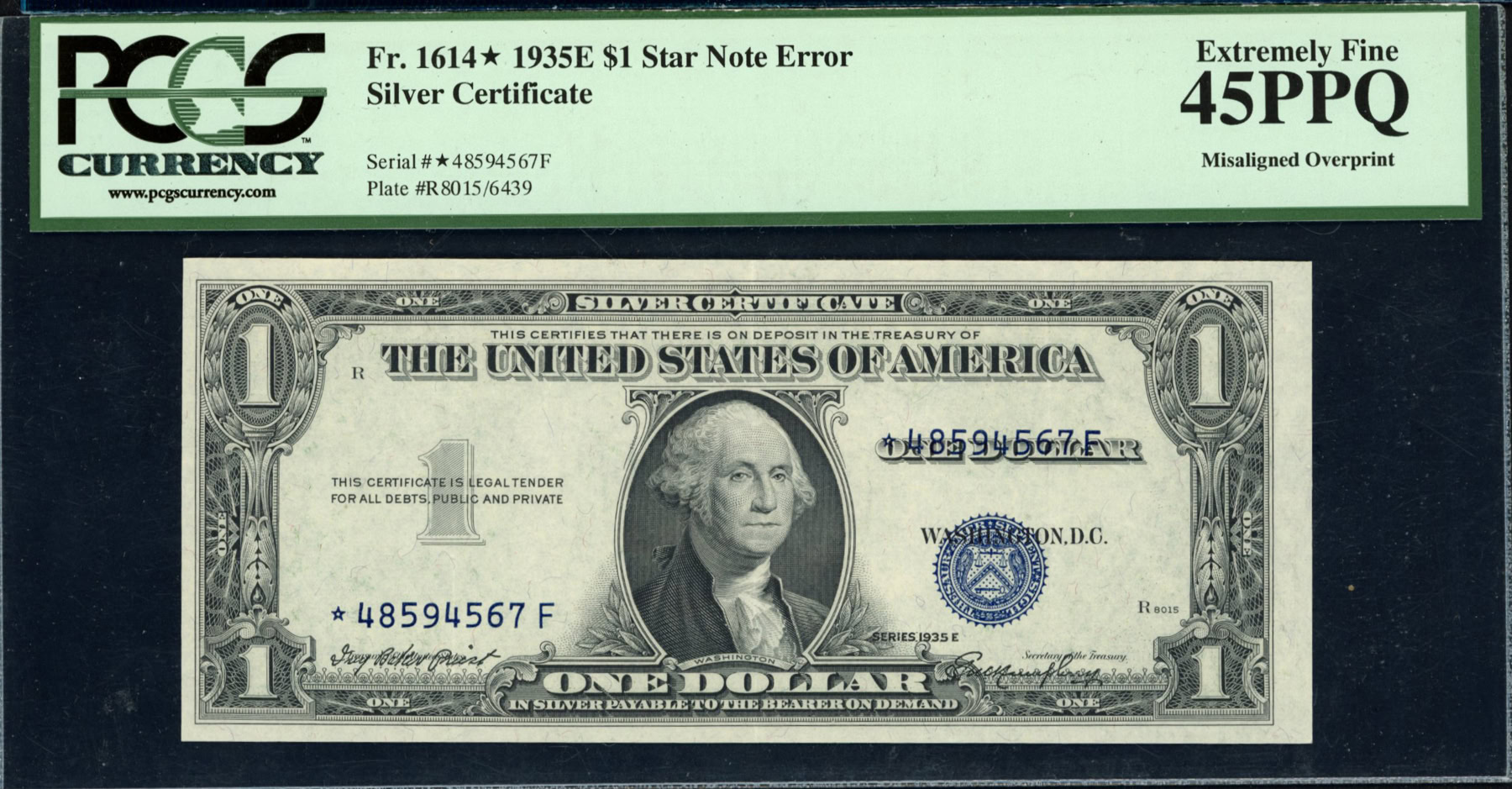 Fr. 1914* (*F Block) 1935E $1 Silver Certificate Error Star Note ...