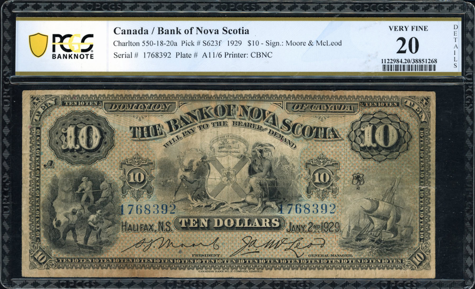 Canada 1929 $10 Bank of Nova Scotia Note SCWPM-S623f Moore / McLeod ...