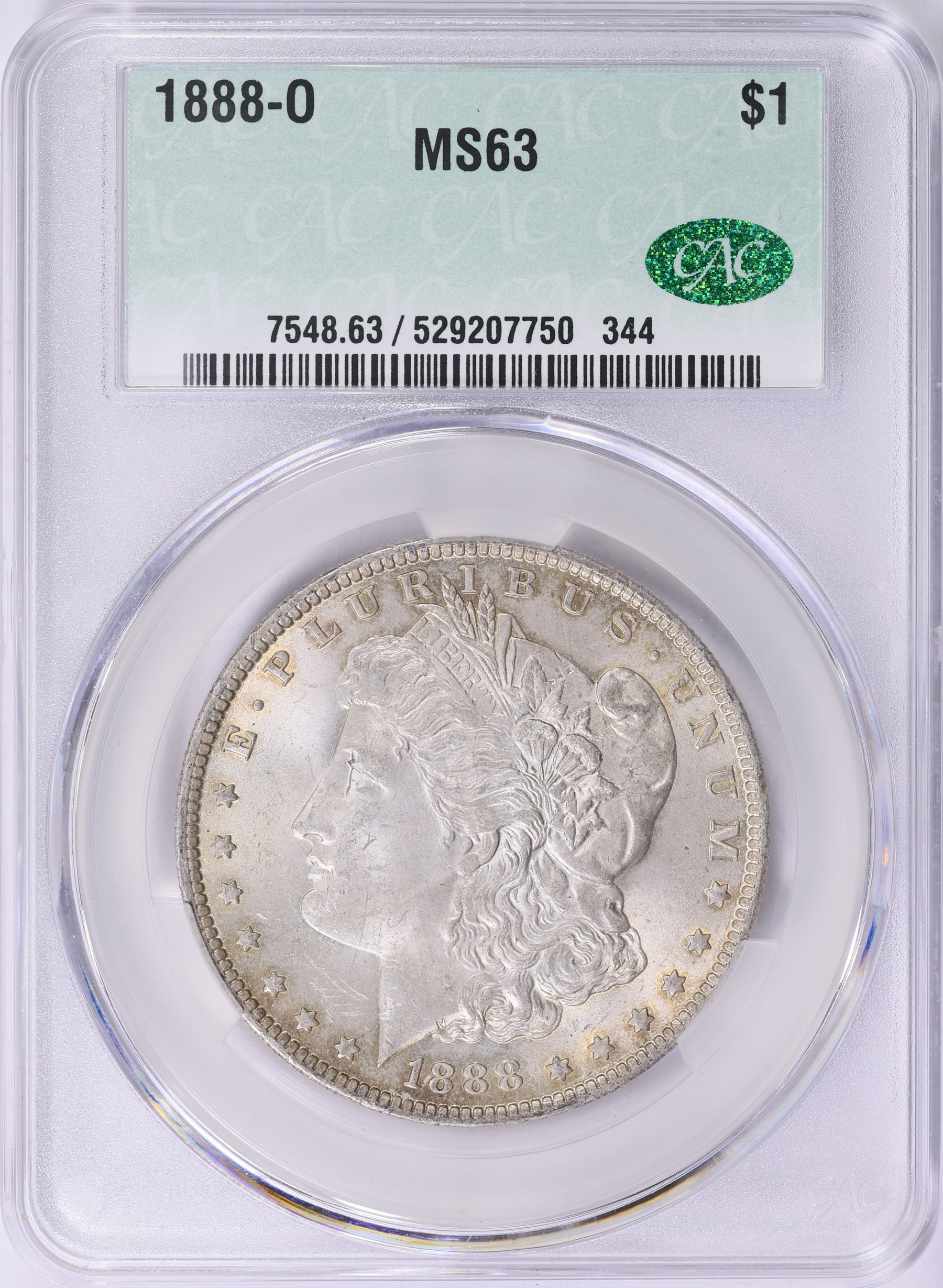1888-O Morgan Silver Dollar CACG MS-63 (Toned) (Item 1829678) | GreatCollections Coin Auctions