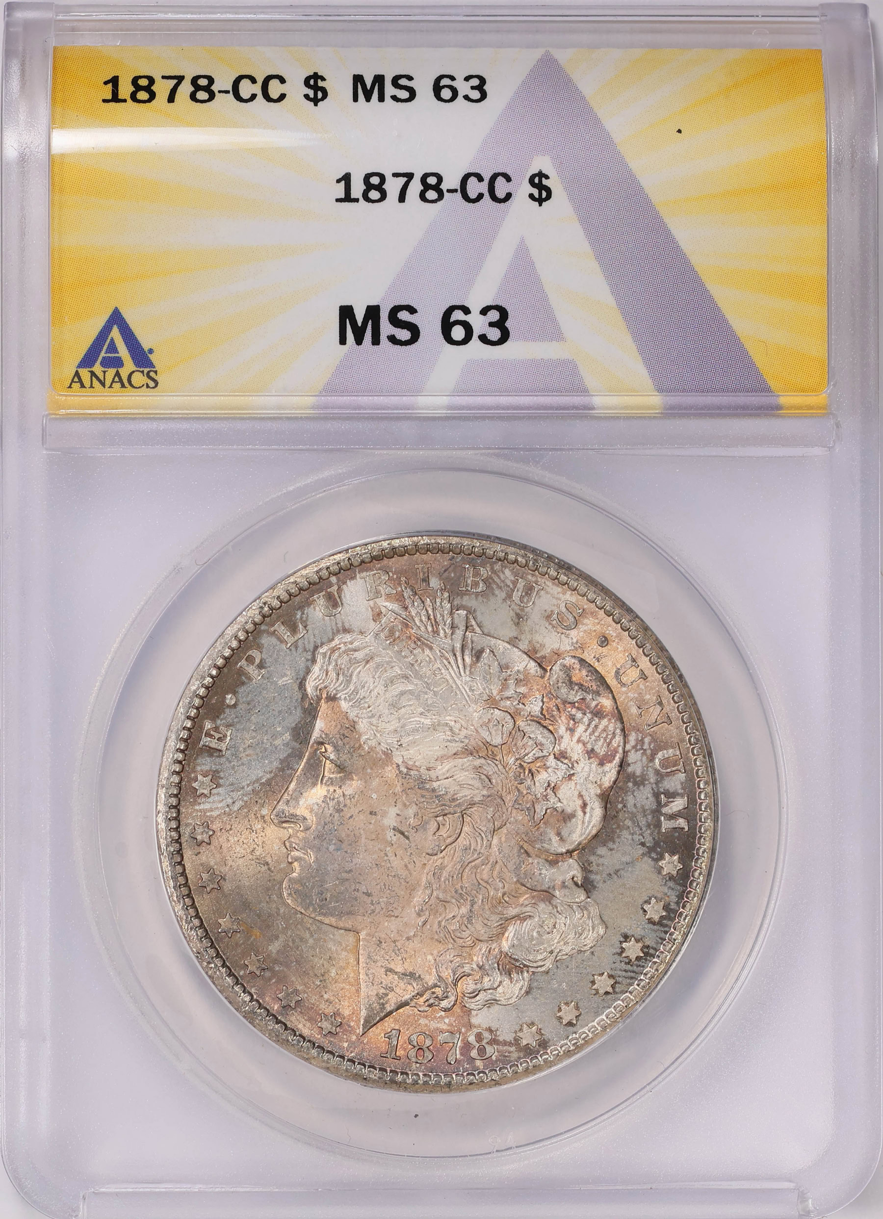 1878-CC Morgan Silver Dollar ANACS MS-63 (Toned) (Item 1829826) | GreatCollections Coin Auctions