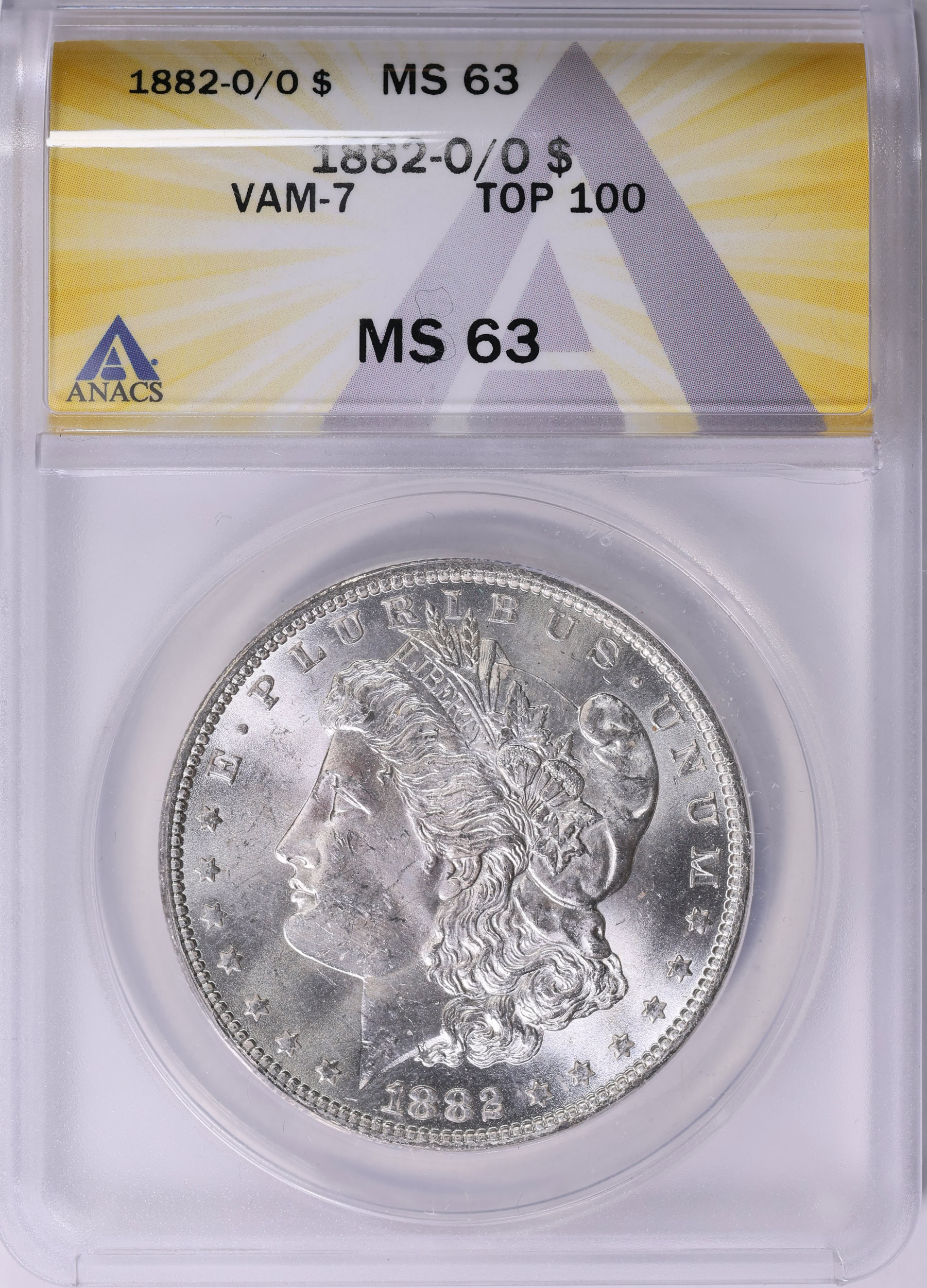 1882-O/O Morgan Silver Dollar VAM-7 Top 100 ANACS MS-63 (Item 1829846) | GreatCollections Coin ...
