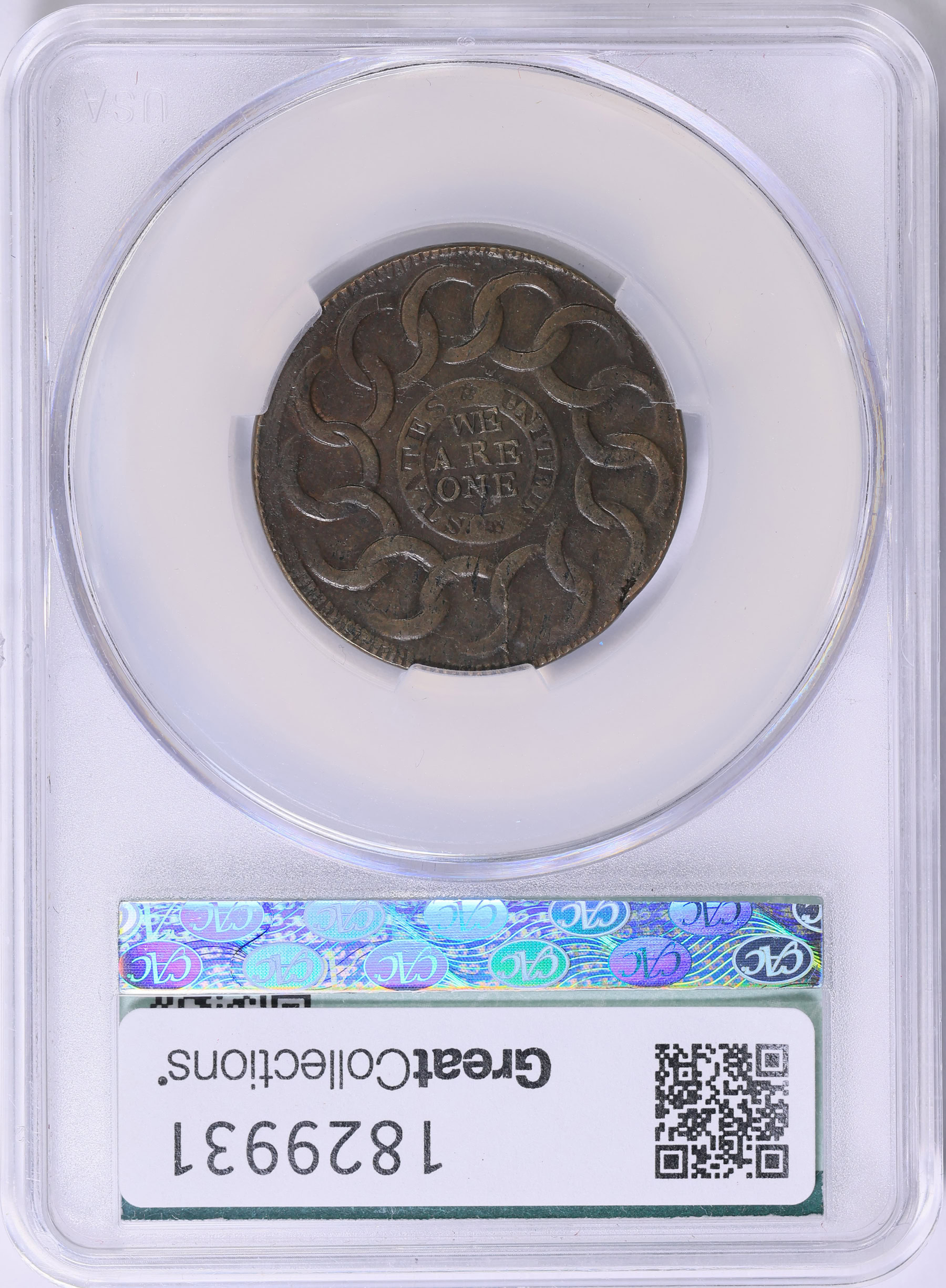 1787 Fugio Cent STATES UNITED, 4 Cinq CACG AU-55 BN (Item 1829931 ...