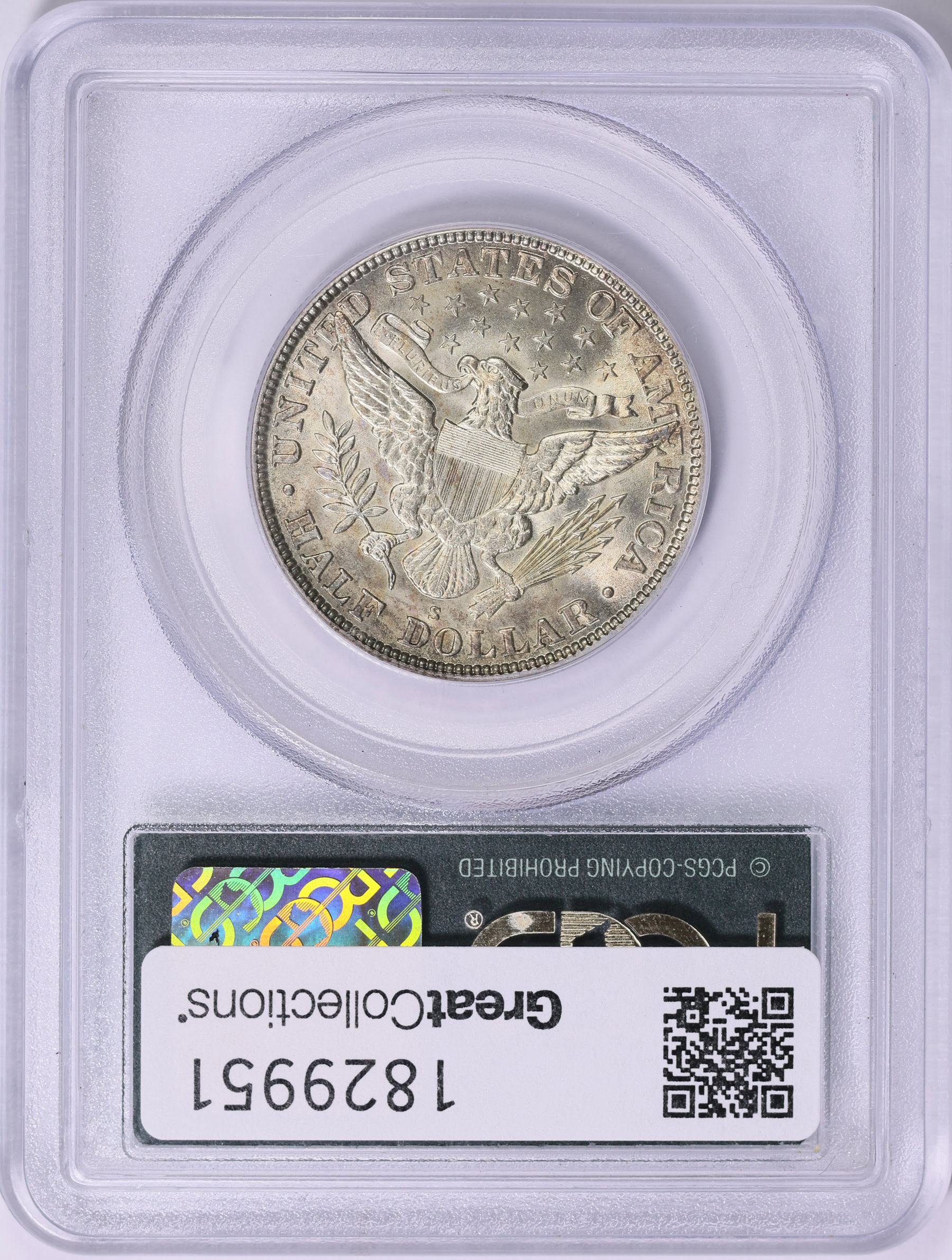 1915-S Barber Half Dollar PCGS MS-65 (CAC Green) OGH (Item 1829951) | GreatCollections Coin Auctions