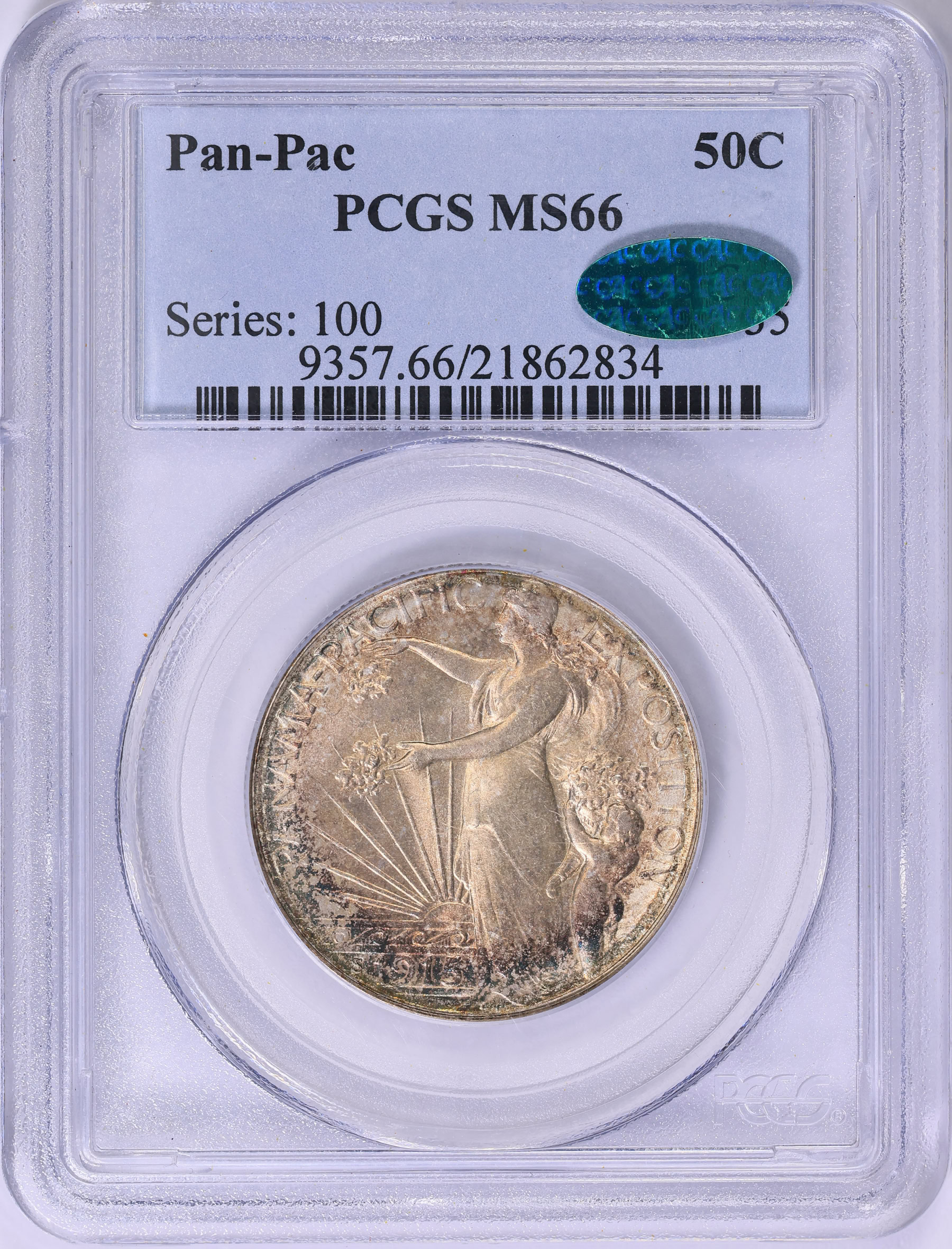 1915-S Panama-Pacific Exposition Half Dollar PCGS MS-66 (CAC Green) (Toned) (Item 1829962 ...