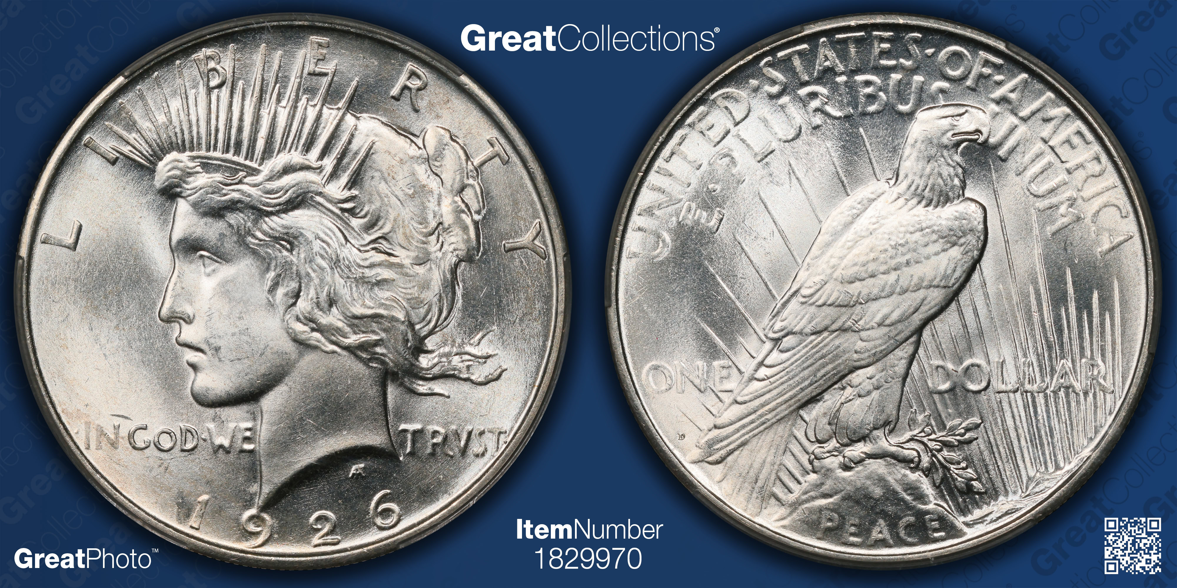 1926-D Peace Silver Dollar CACG MS-66 (Item 1829970) | GreatCollections ...