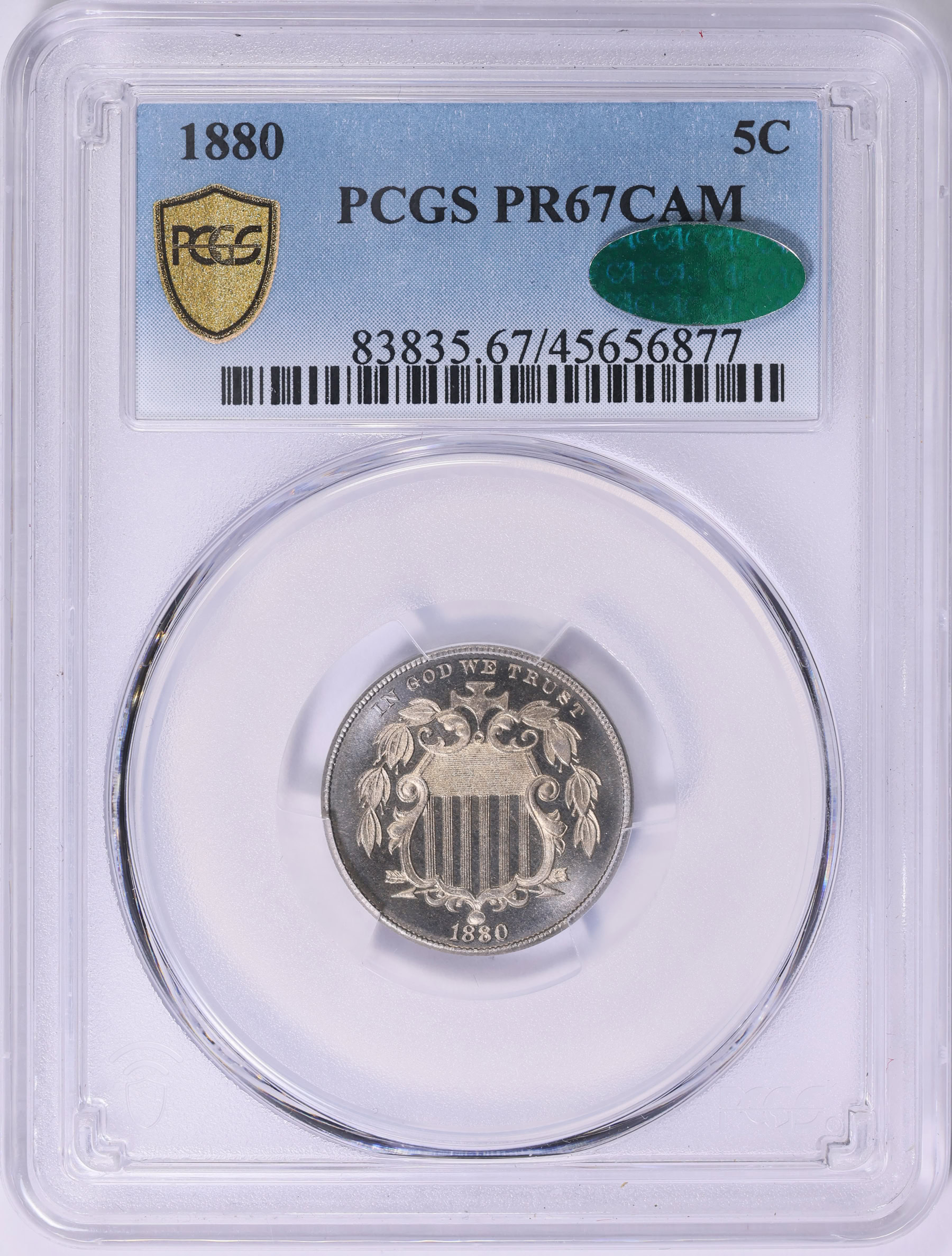 1880 Shield Nickel PCGS Proof-67 CAMEO (CAC Green) (Item 1829977 ...