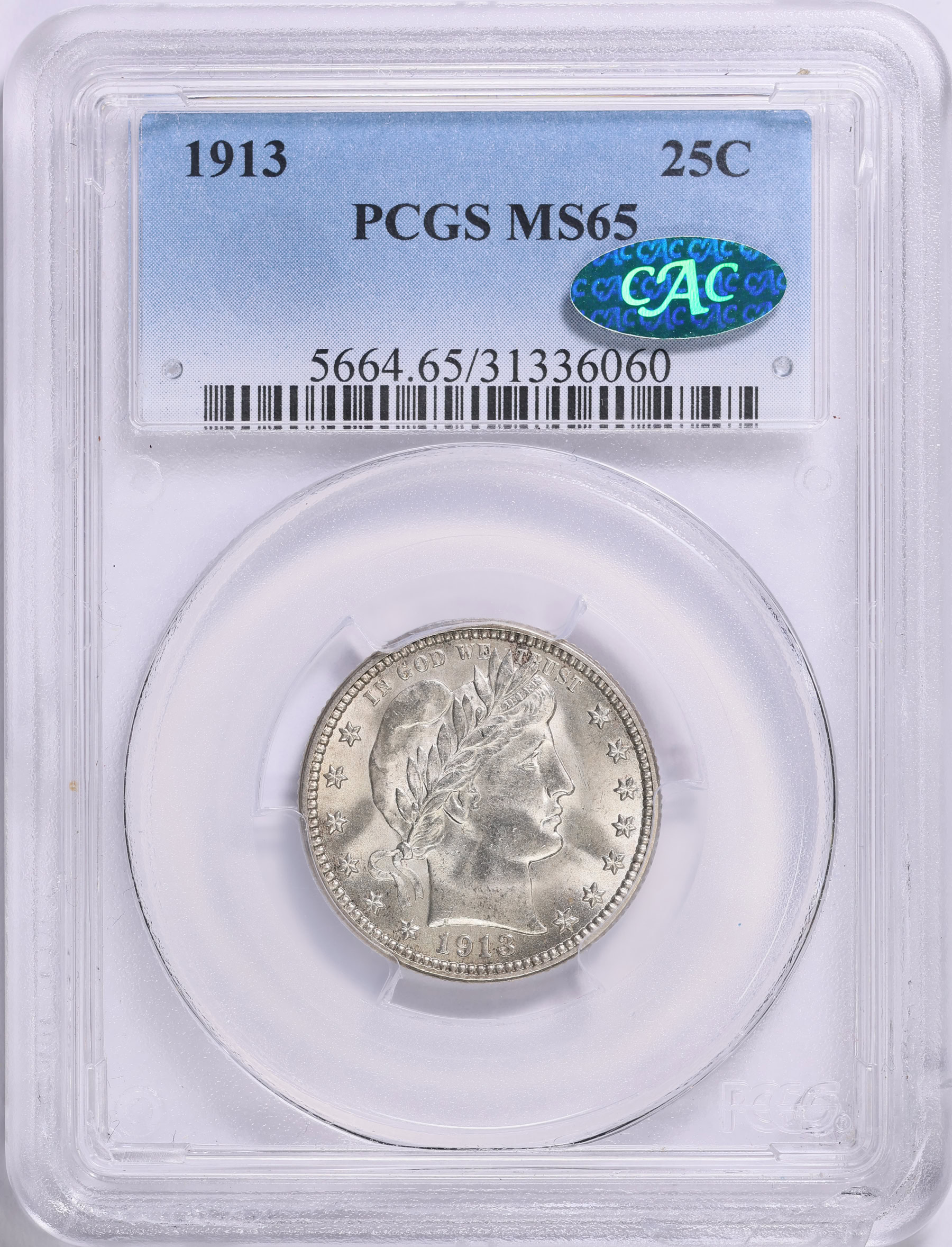 1913 Barber Quarter PCGS MS-65 (CAC Green) (Item 1829980 ...