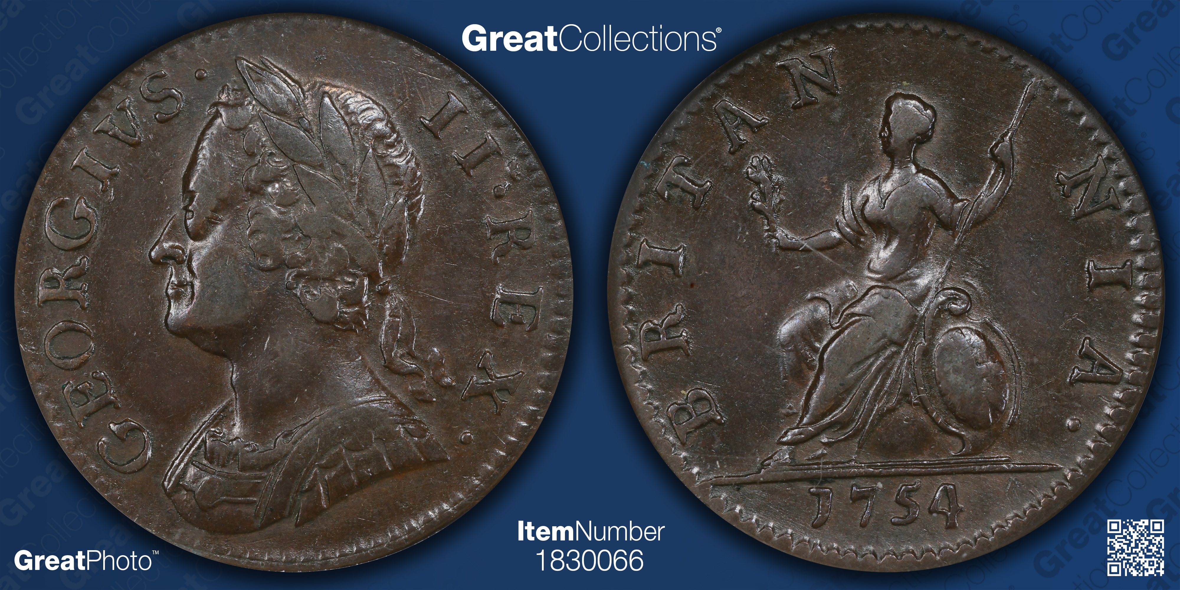 Great Britain 1754 Farthing S-3722 ANACS XF-45 BN OH (Item 1830066 ...