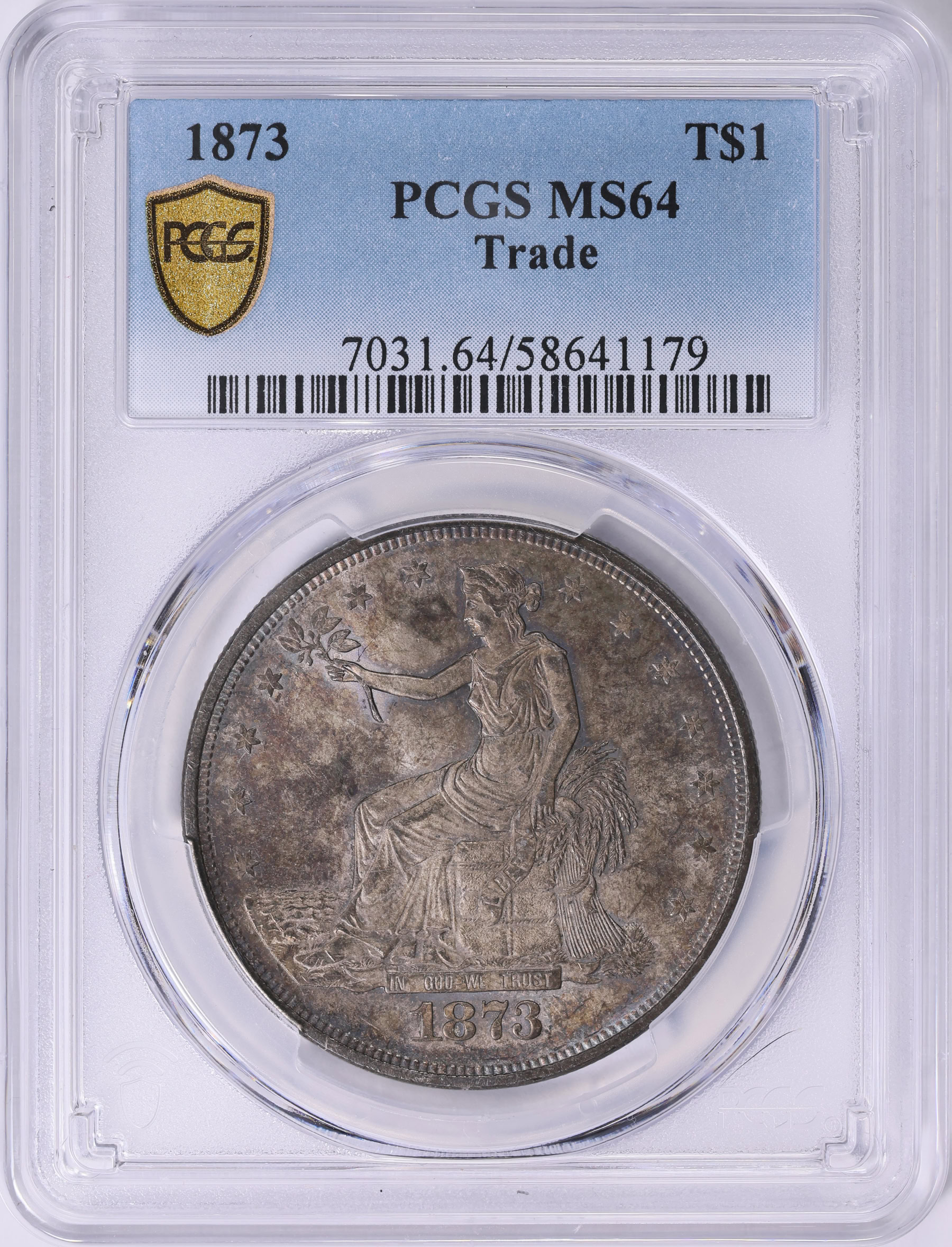 1873 Trade Silver Dollar PCGS MS-64 (Toned) (Item 1830068) | GreatCollections Coin Auctions