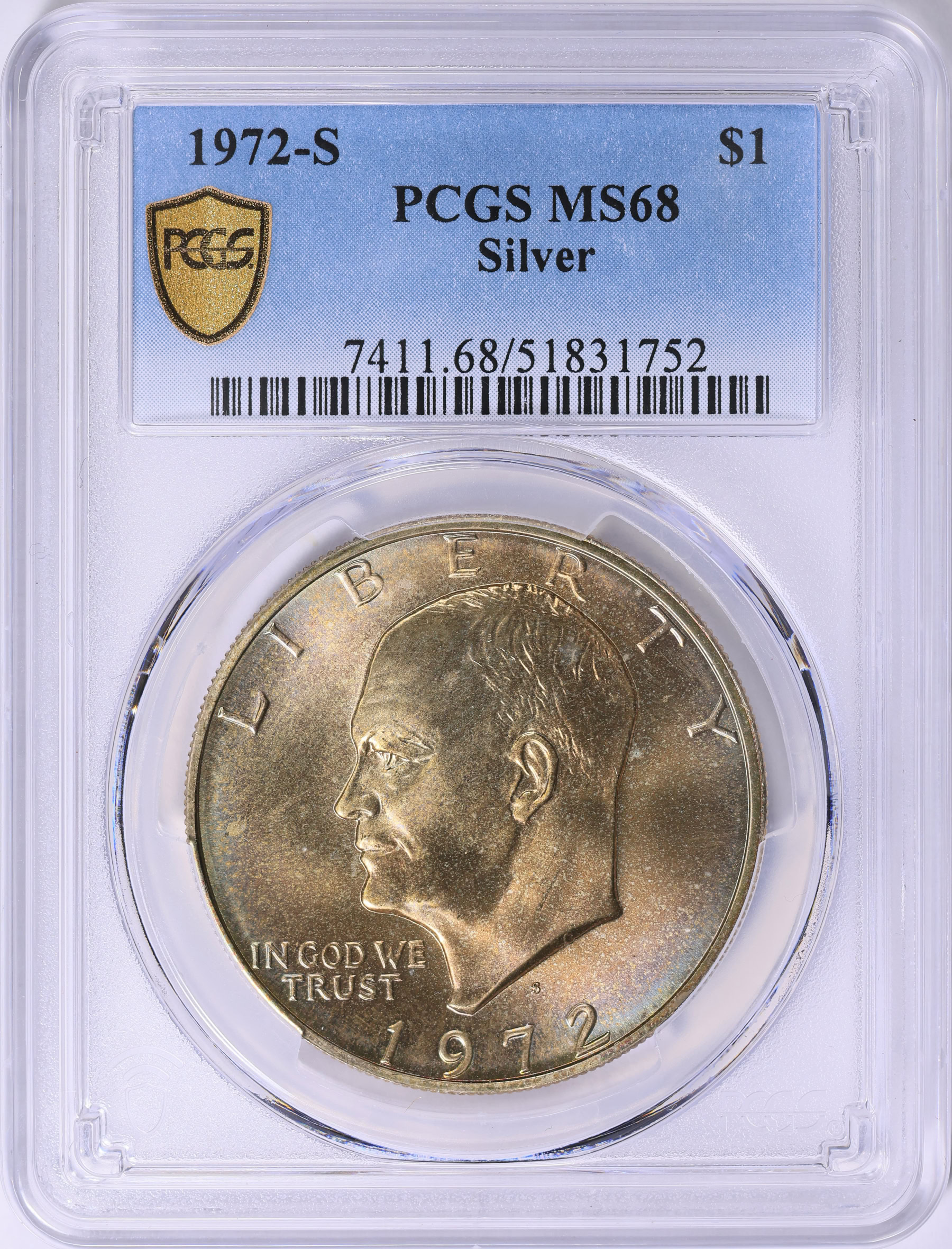 1972-S Eisenhower Dollar Silver PCGS MS-68 (Toned) (Item 1830082) | GreatCollections Coin Auctions