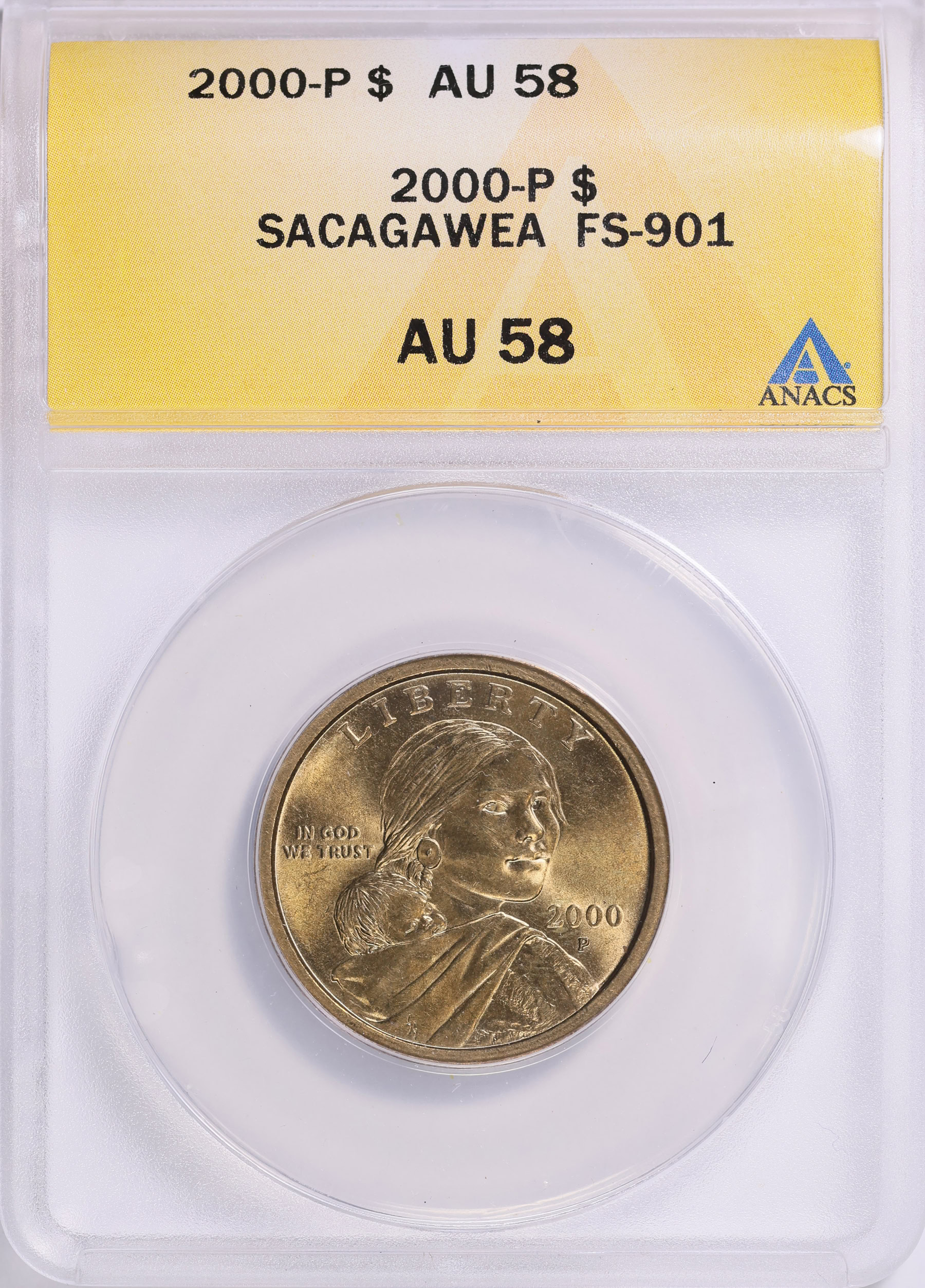 2000-P Sacagawea Dollar FS-901 ANACS AU-58 (Item 1830152) | GreatCollections Coin Auctions