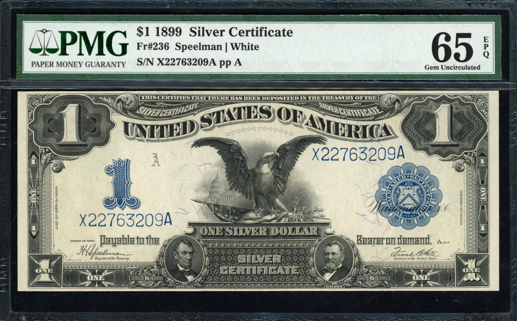 Fr. 236 1899 $1 Silver Certificate Note Speelman / White PMG Gem Uncirculated 65 EPQ | PMG Cert ...