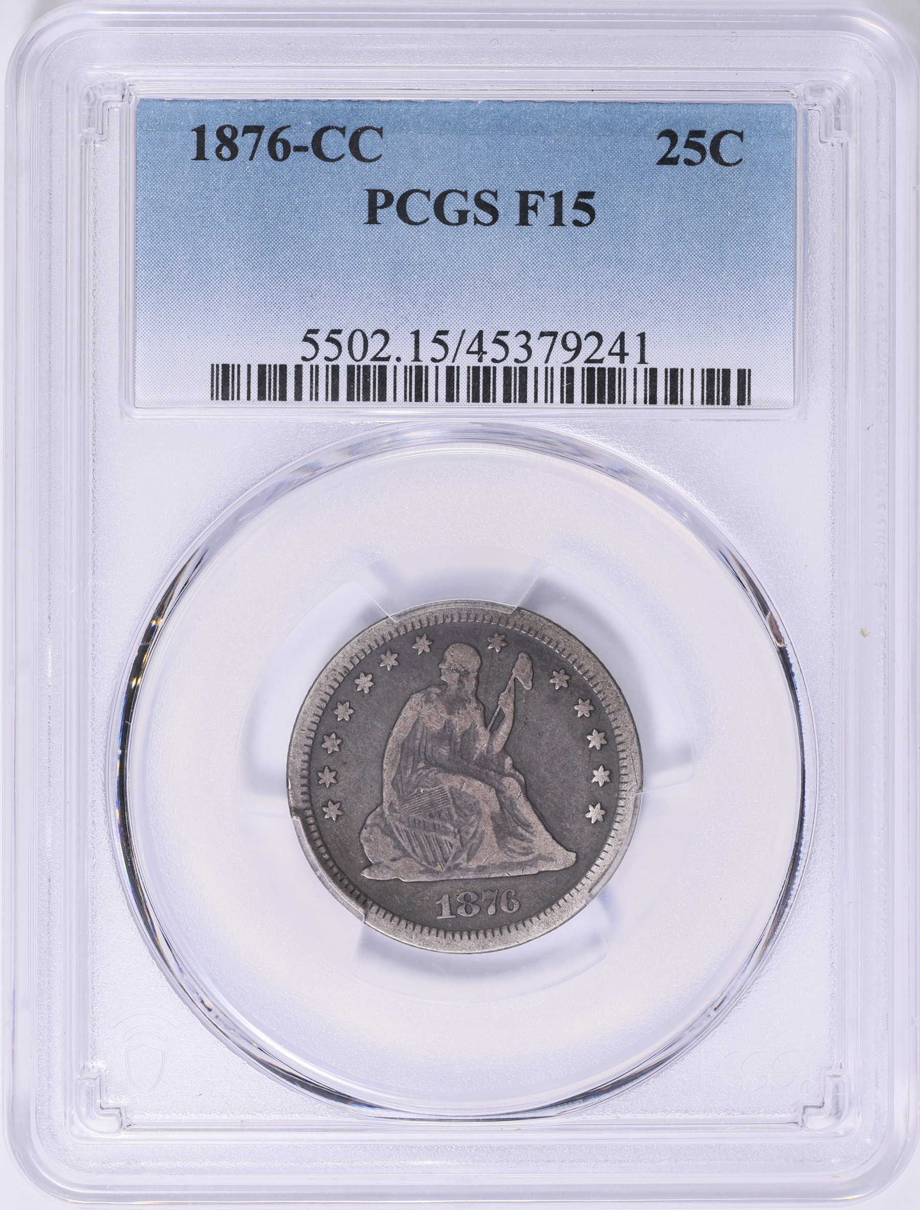 1876-CC Seated Liberty Quarter PCGS F-15 (Item 1830288) | GreatCollections Coin Auctions