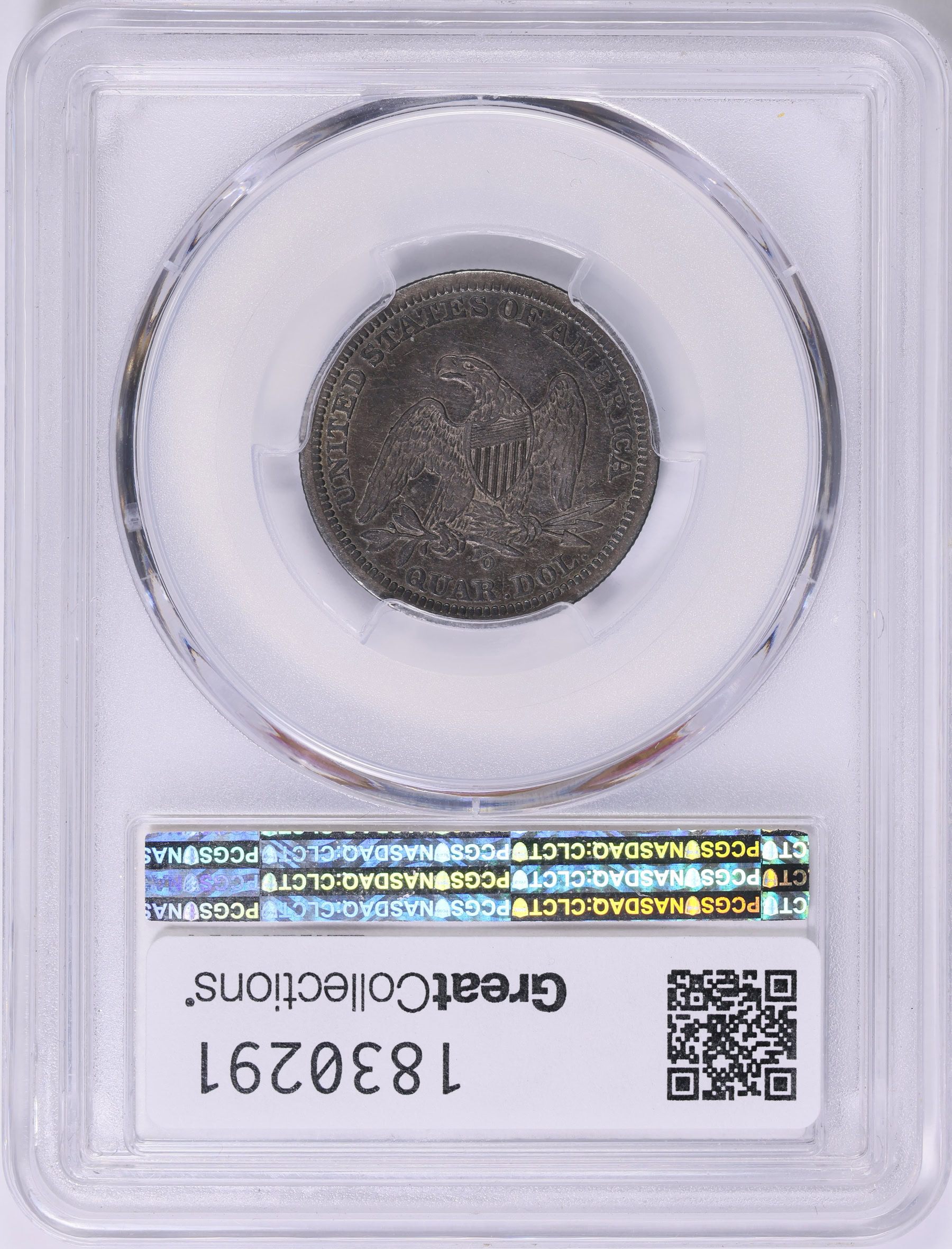 1842-O Seated Liberty Quarter Large Date PCGS XF-40 (CAC Green) (Toned) (Item 1830291 ...