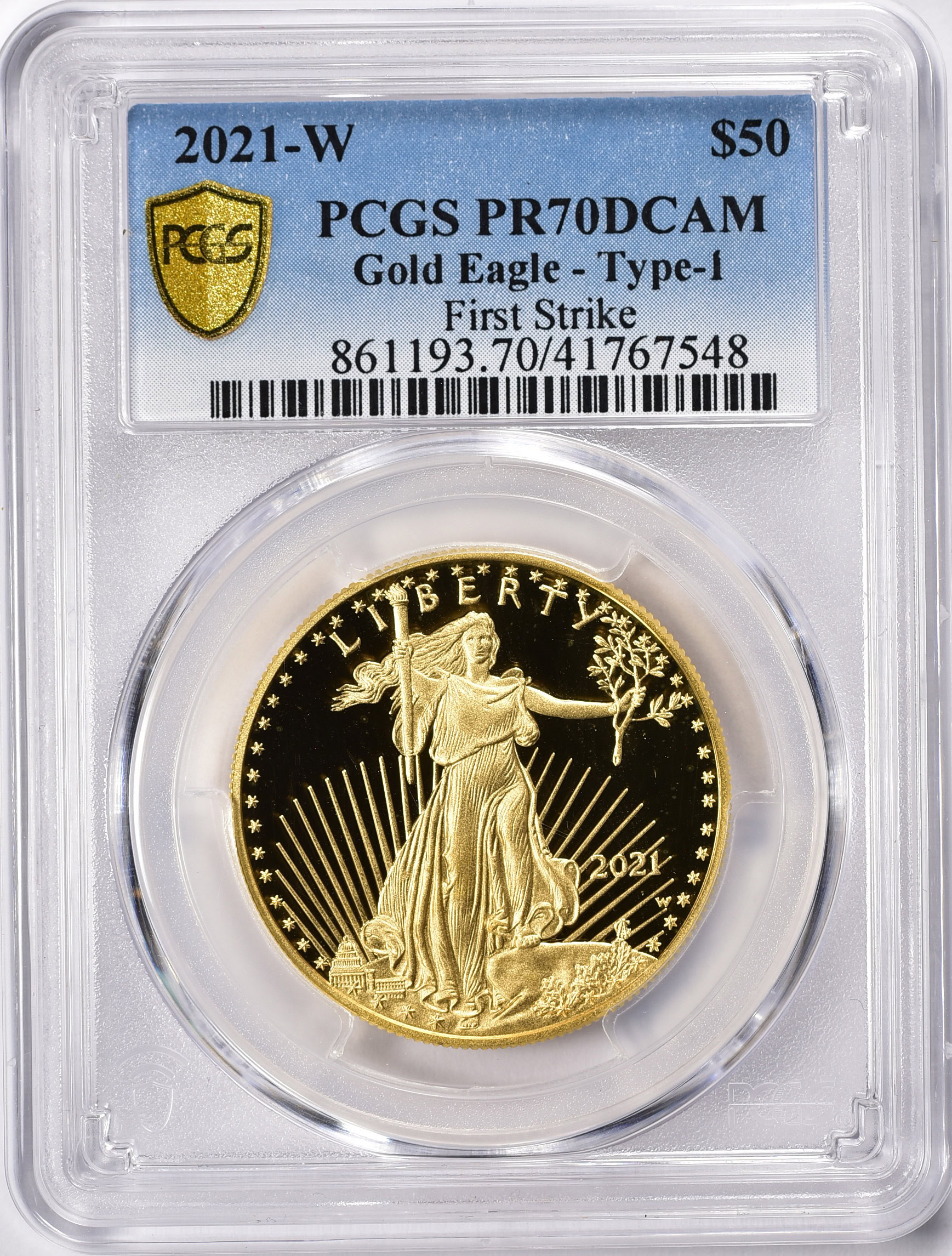 2021-W $50 One-Ounce Gold American Eagle Type 1 First Strike PCGS Proof-70 DCAM (Item 1830389 ...
