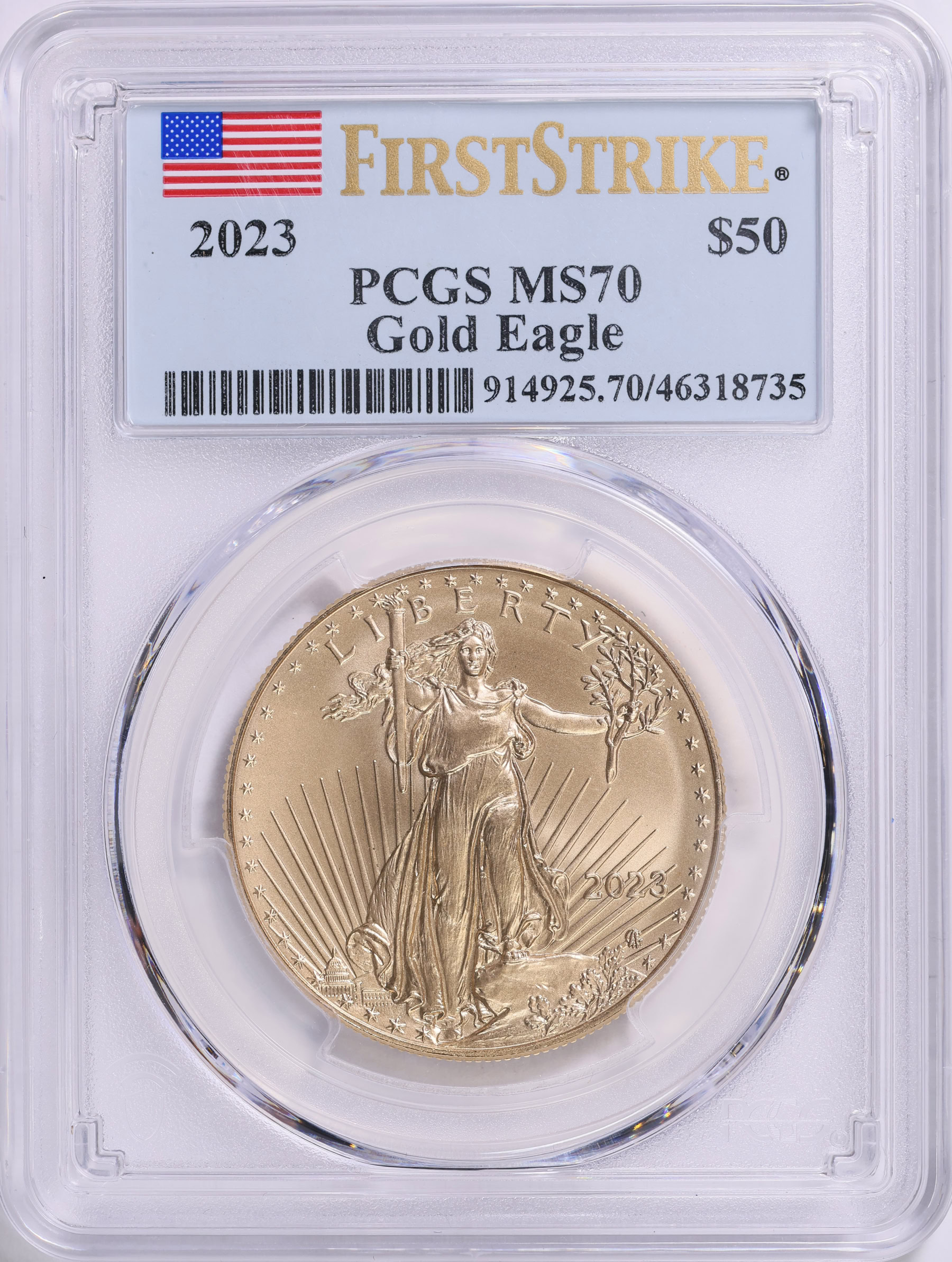 2023 $50 One-Ounce Gold American Eagle First Strike PCGS MS-70 (Item ...
