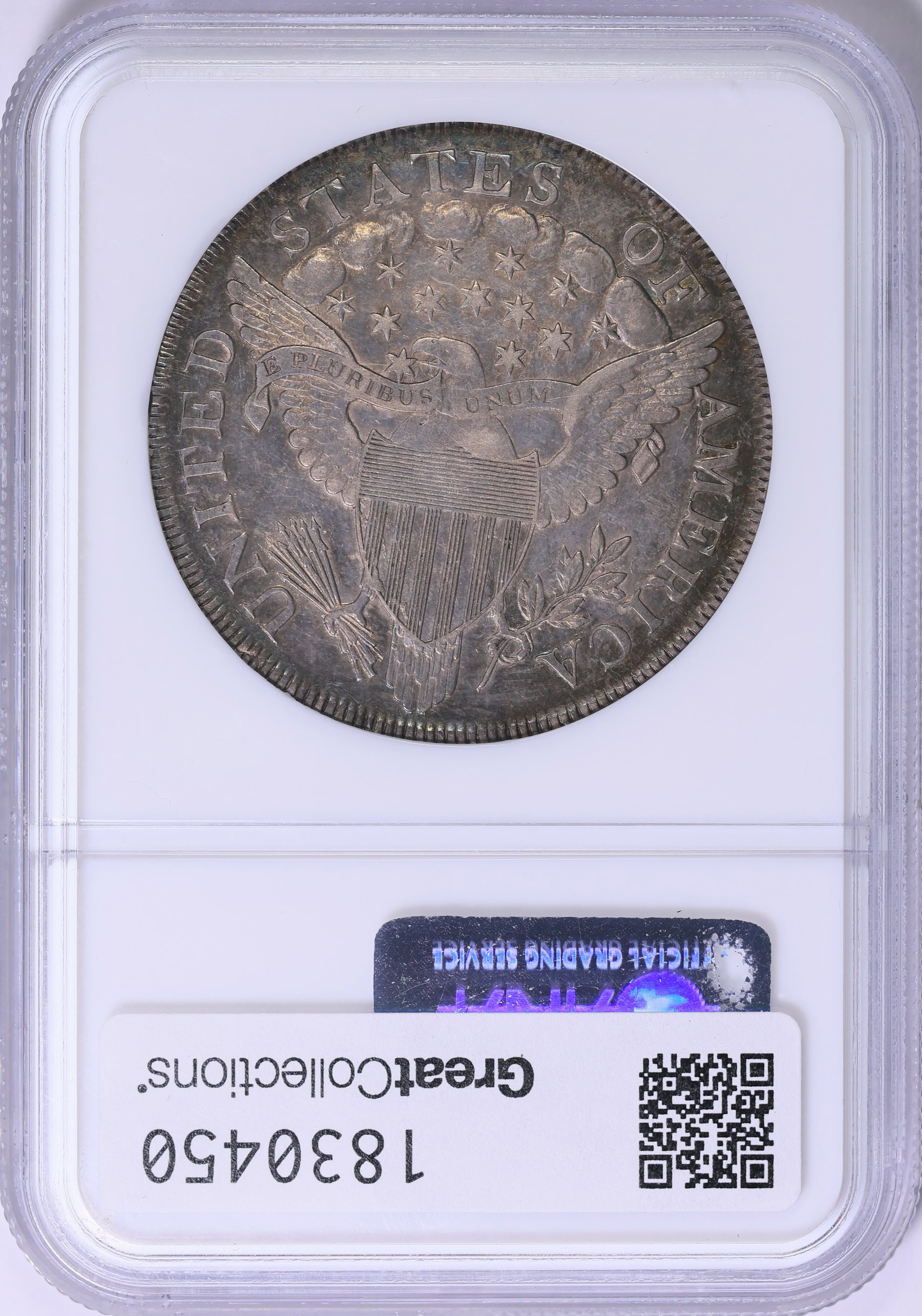 1799 Draped Bust Silver Dollar NGC AU-55 (CAC Green) (Toned) (Item 1830450) | GreatCollections ...