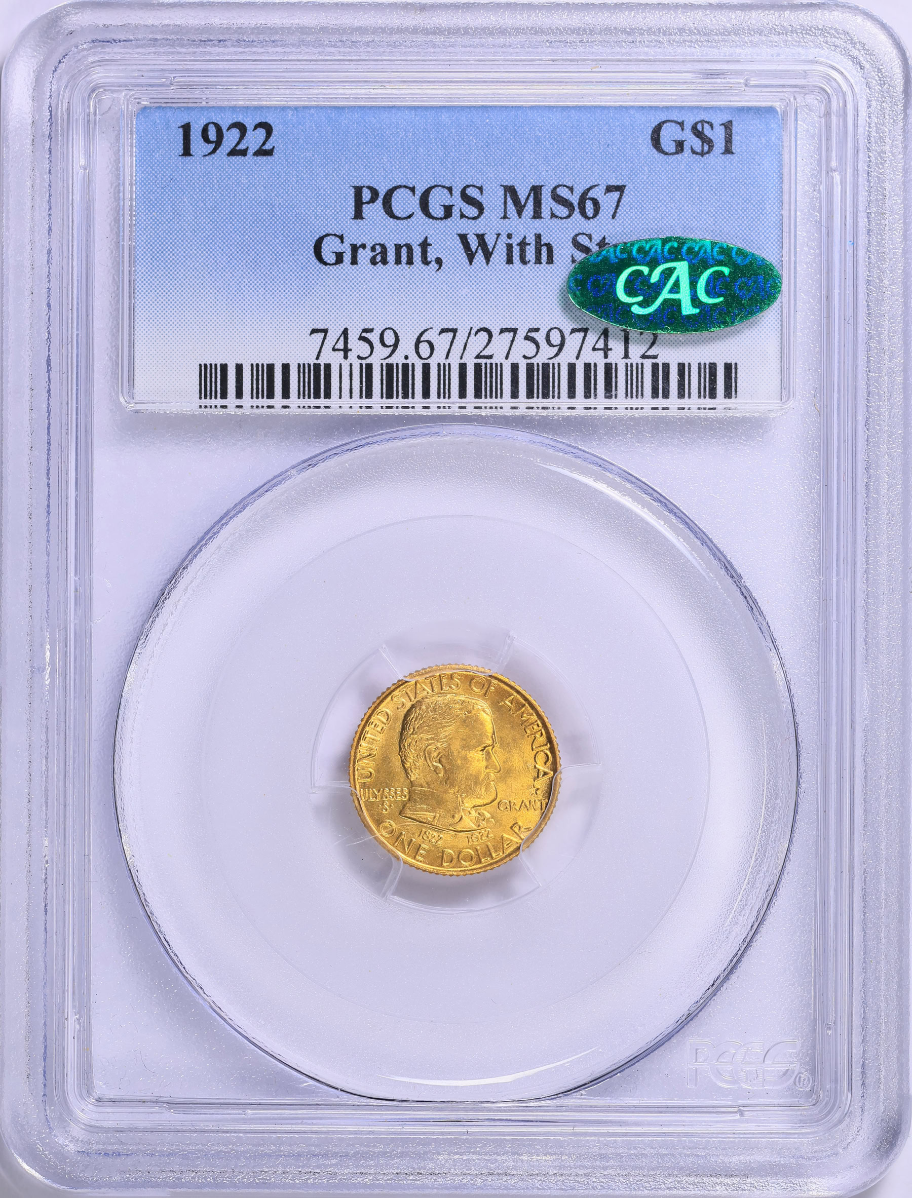 1922 Grant Gold Dollar Star PCGS MS-67 (CAC Green) (Item 1830454 ...