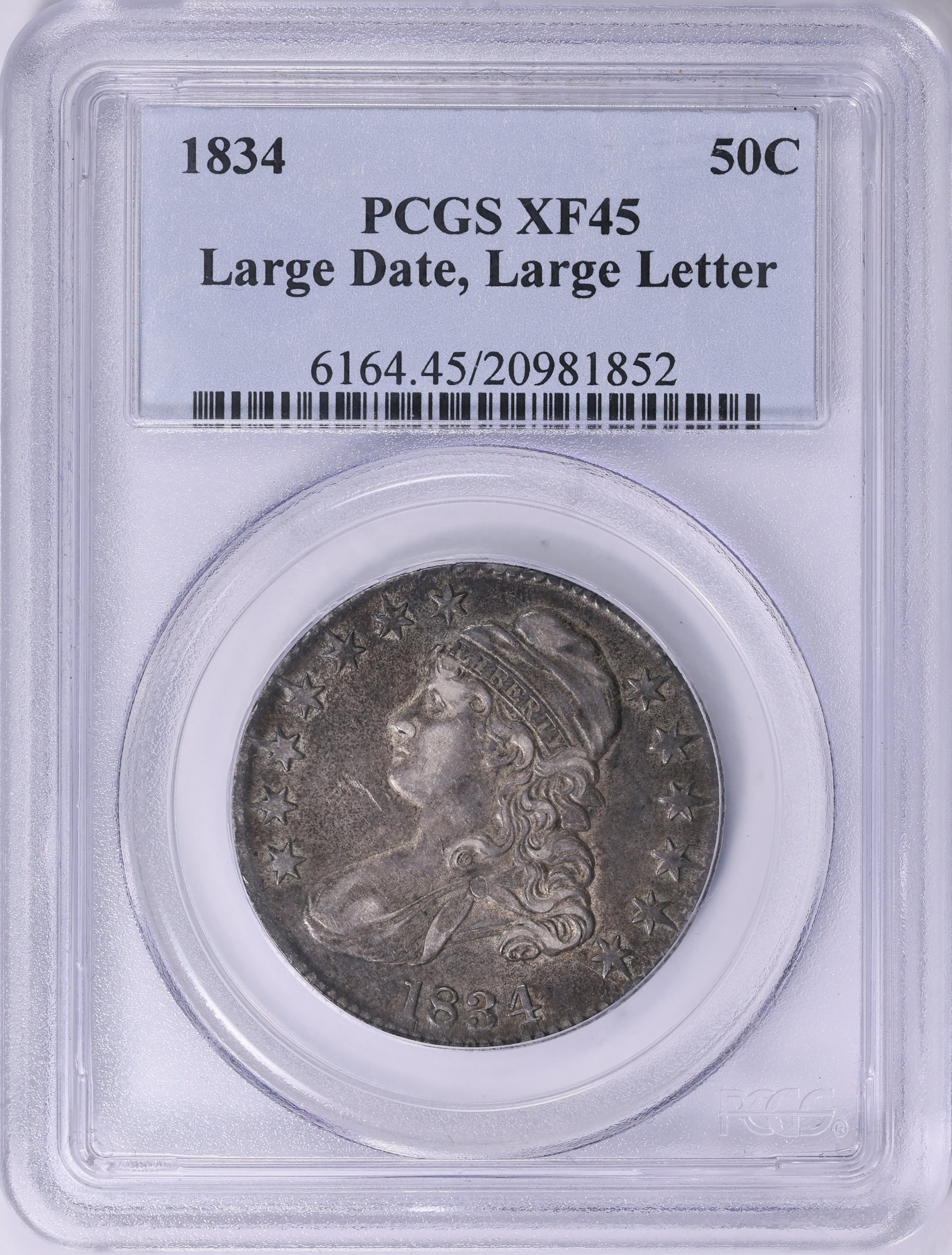 1834 Capped Bust Half Dollar Large Date, Large Letters PCGS XF-45 (Item 1830474 ...