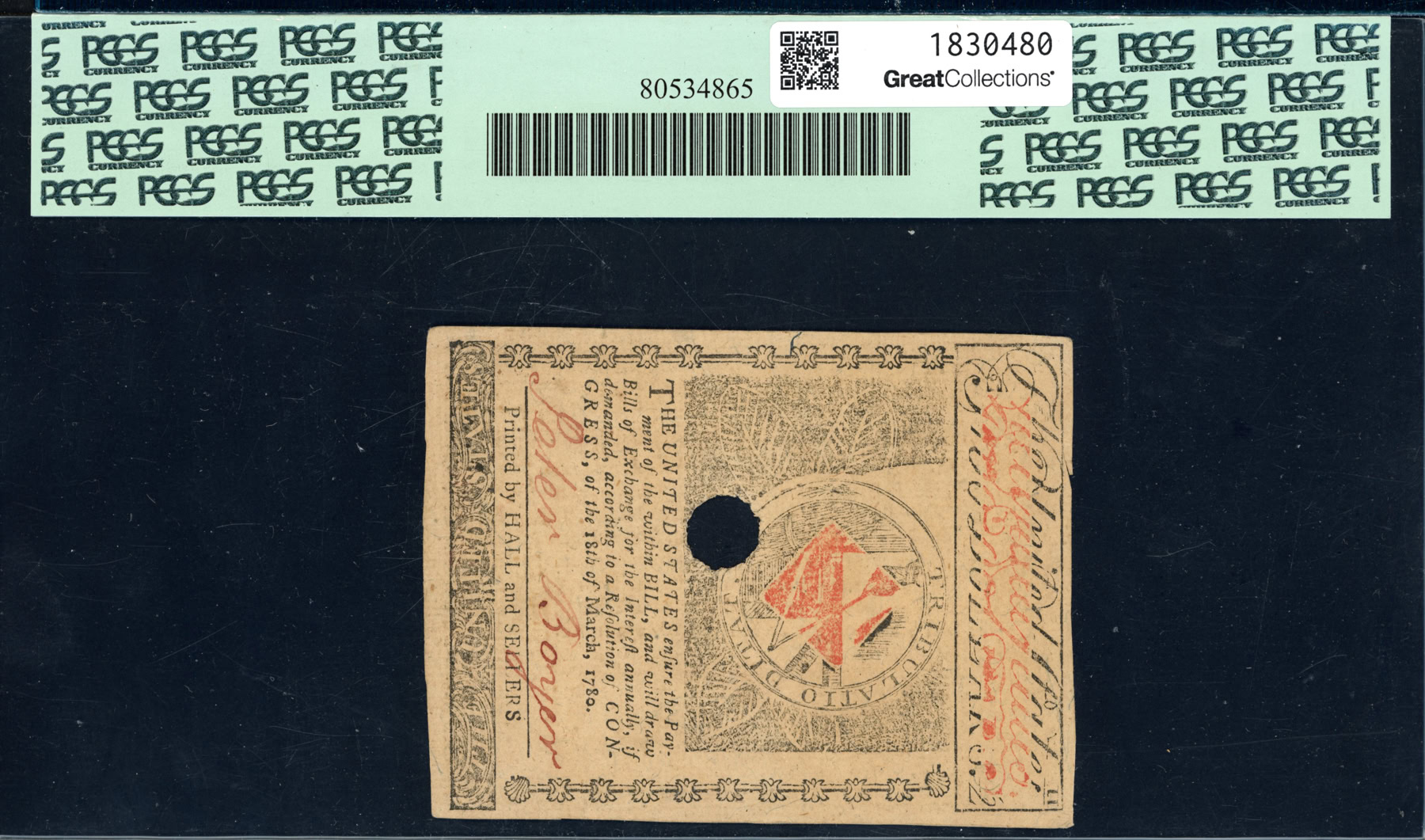 Fr. MA-279 May 5, 1780 $2 Massachusetts Colonial Note PCGS Currency ...