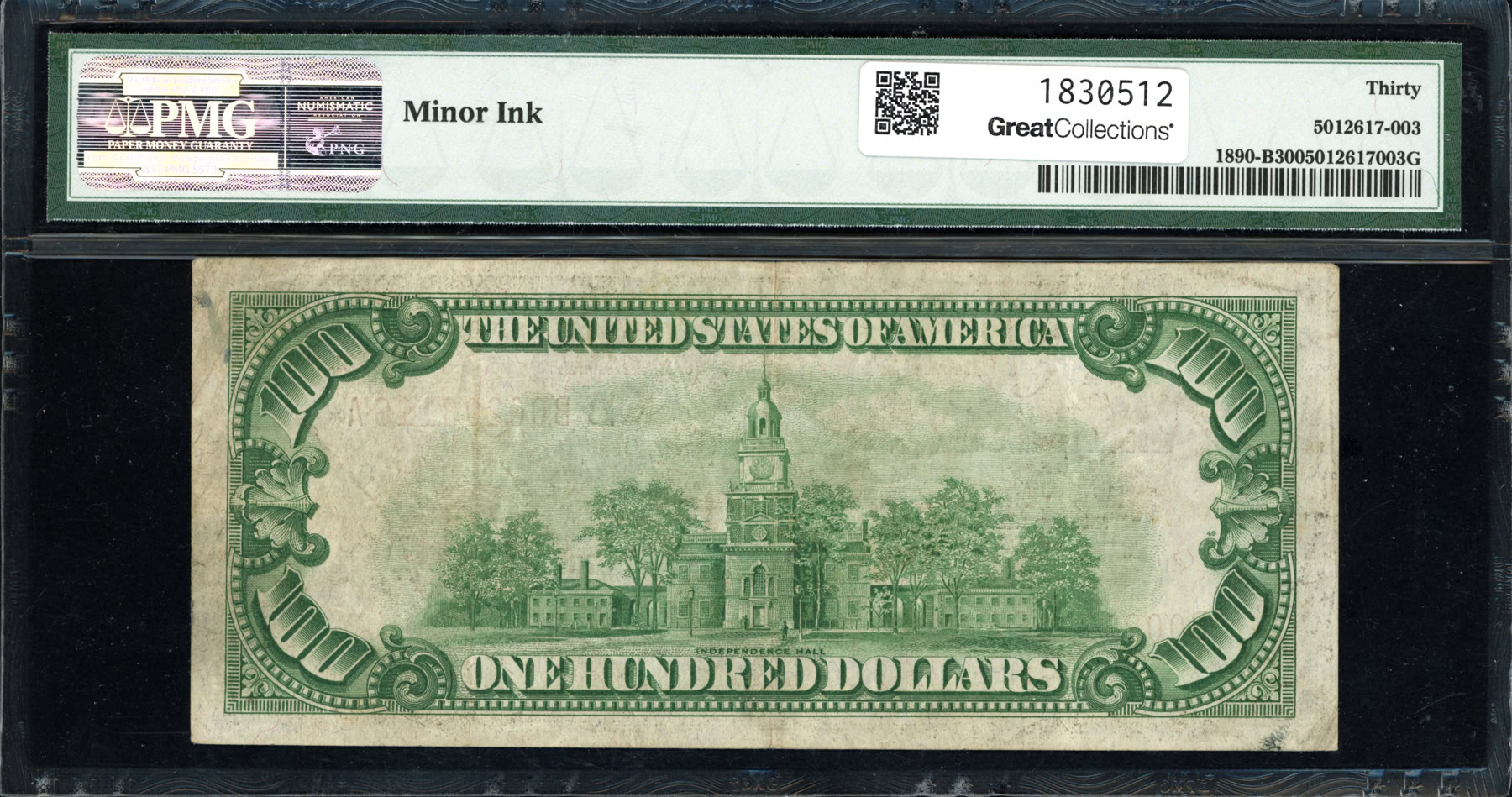 Fr. 1890-B (BA Block) 1929 $100 New York Federal Reserve Bank Note ...