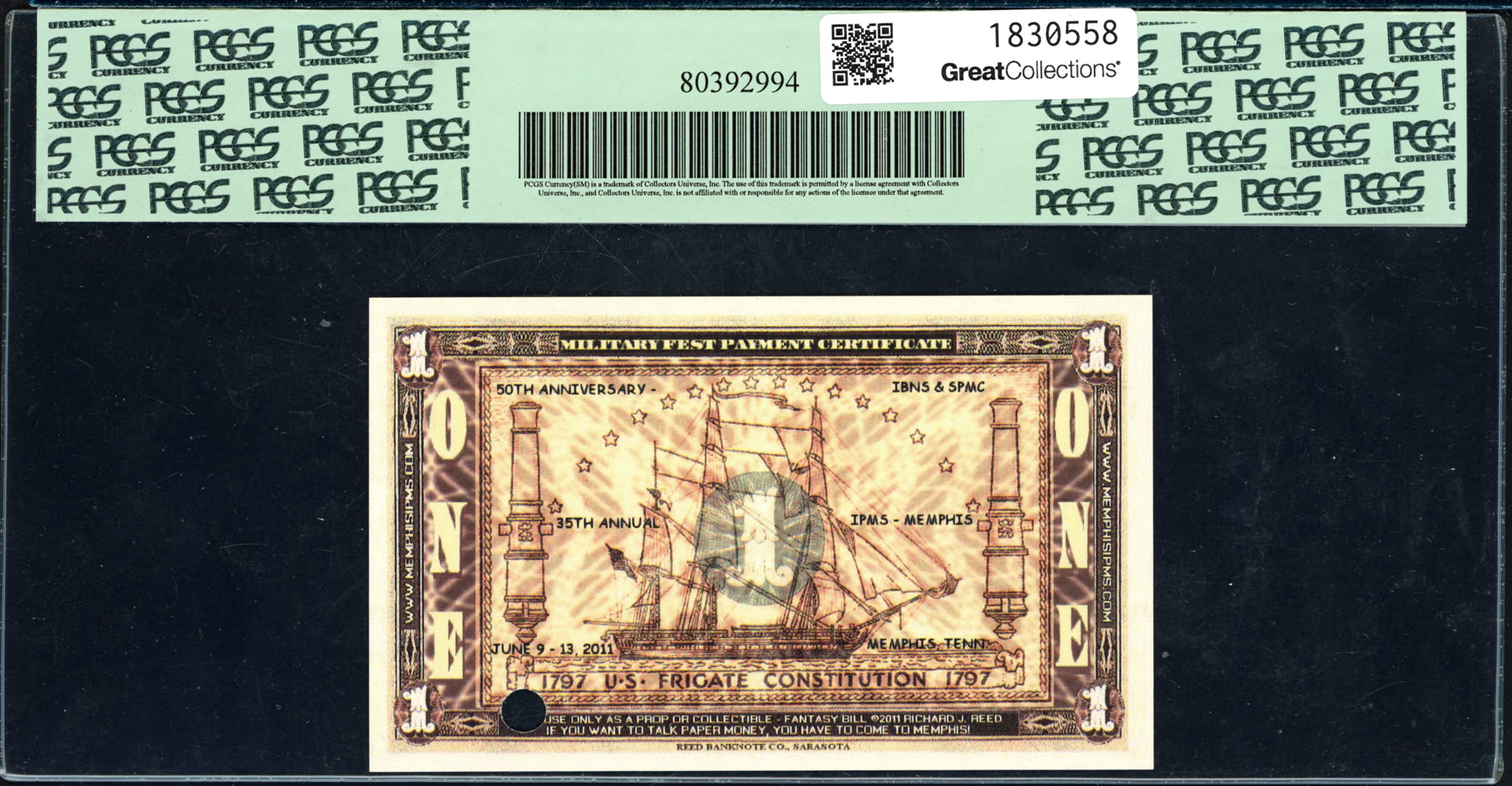 2011 Memphis, Tennessee Reed Banknote Co. $1 Fantasy Note 35th Annual ...