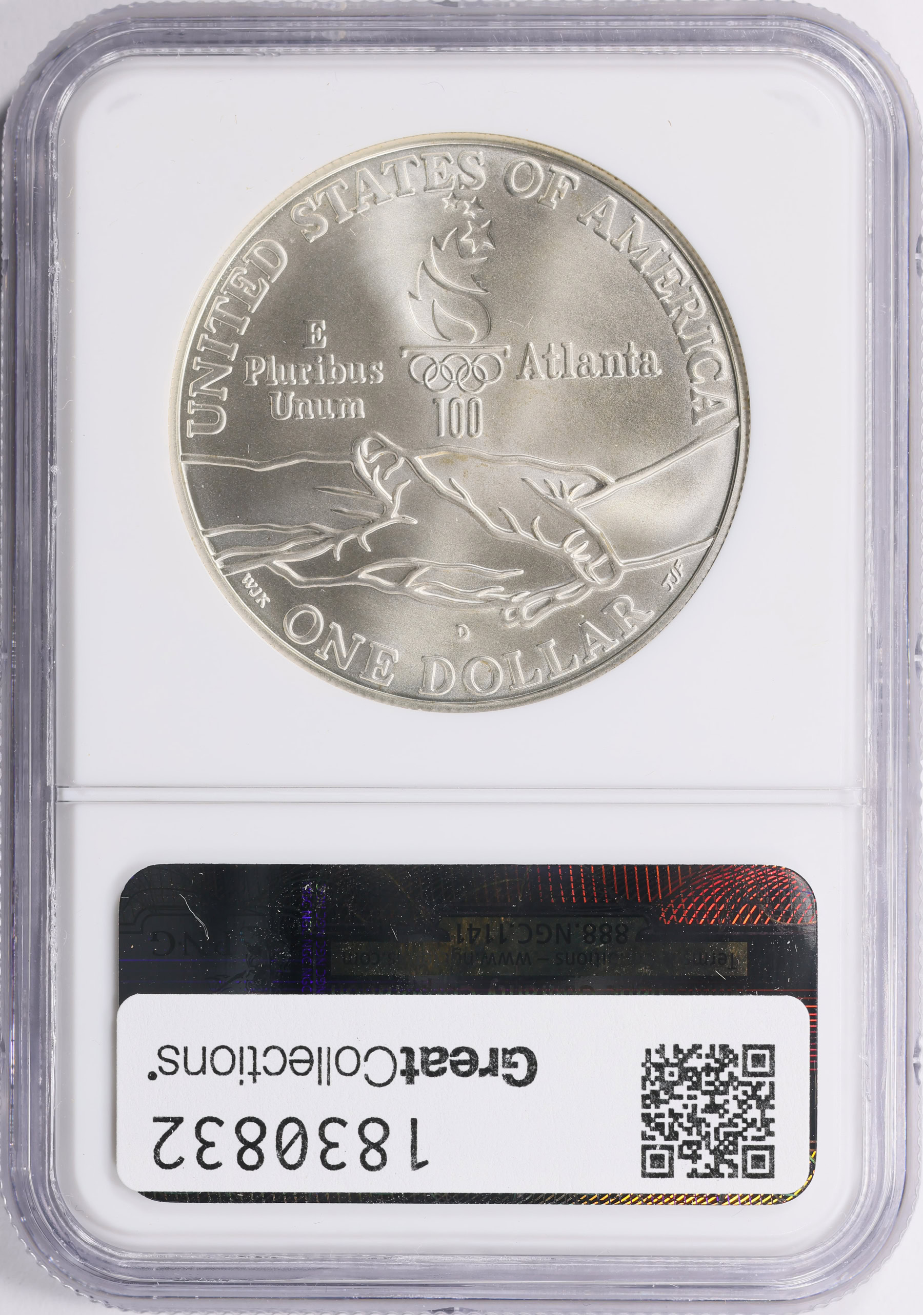 1995-D XXVI Olympiad Paralympic Blind Runner Silver Dollar NGC MS-69 ...