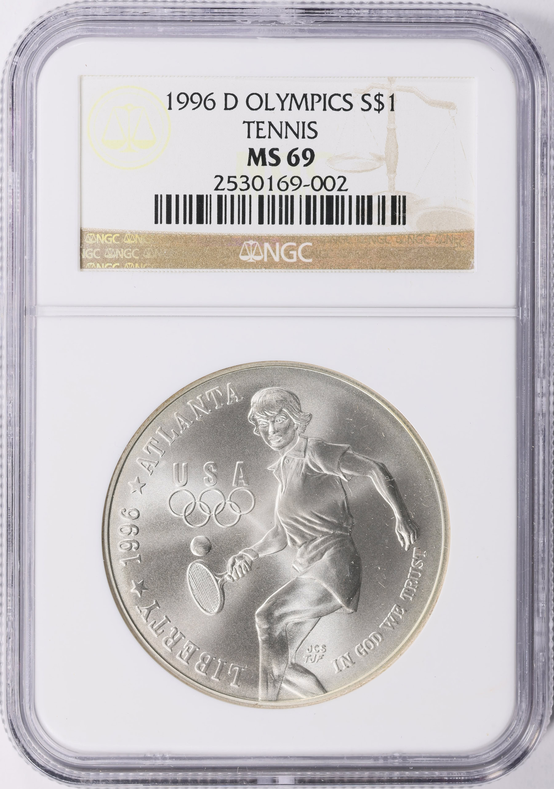 1996-D XXVI Olympiad Tennis Silver Dollar NGC MS-69 (Item 1830836 ...