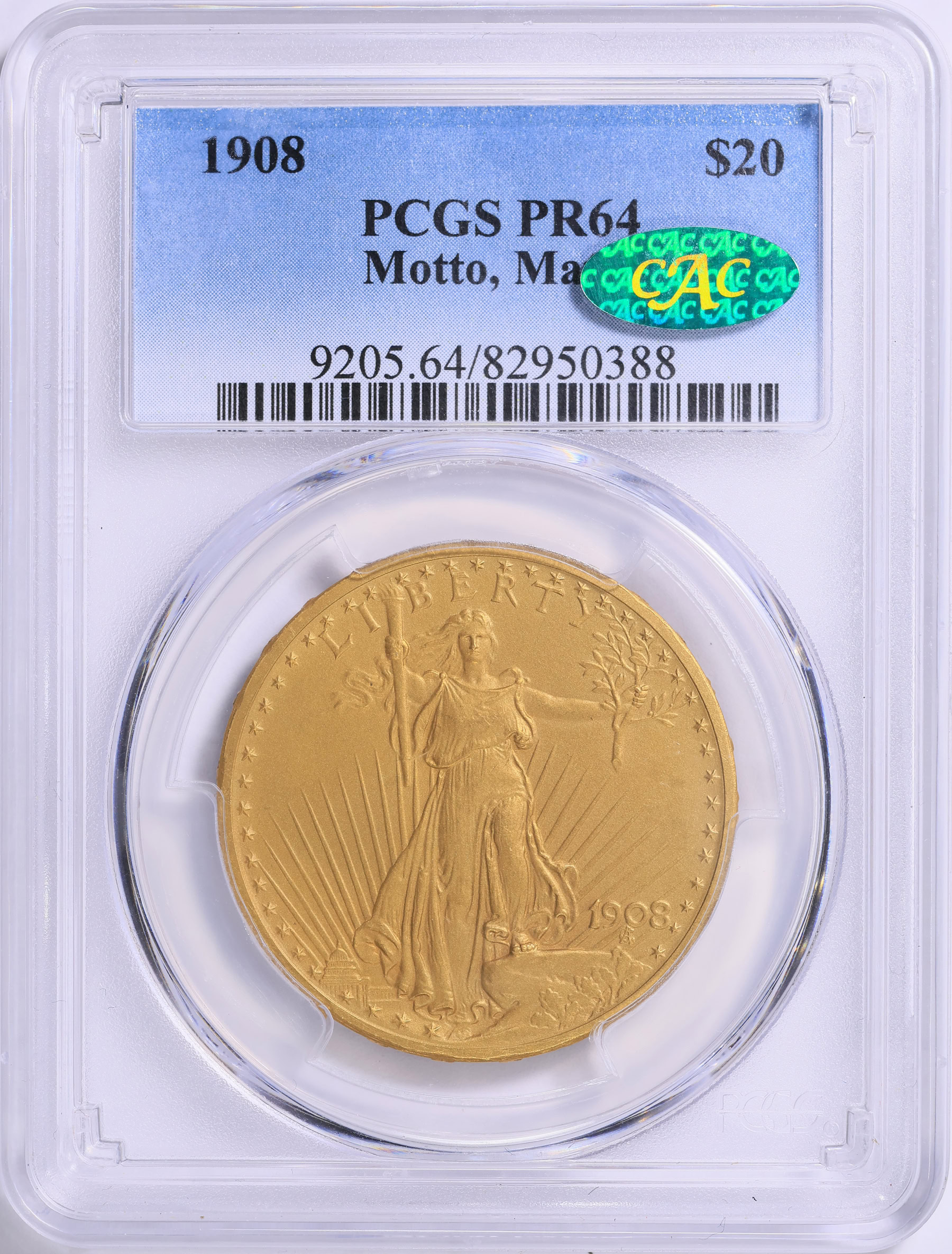 1908 Saint-Gaudens Gold Double Eagle Motto, Matte PCGS Proof-64 (CAC ...